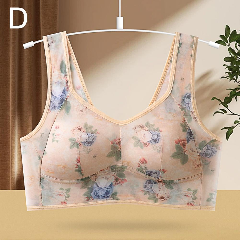 Ice Silk Lace Cooling Comfort Bra, Lace Buttonless Comfortable Bra K1U0 ...