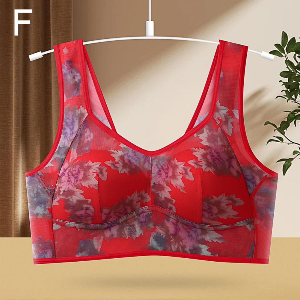 Ice Silk Lace Cooling Comfort Bra, Vintage Flower Lace Buttonless ...