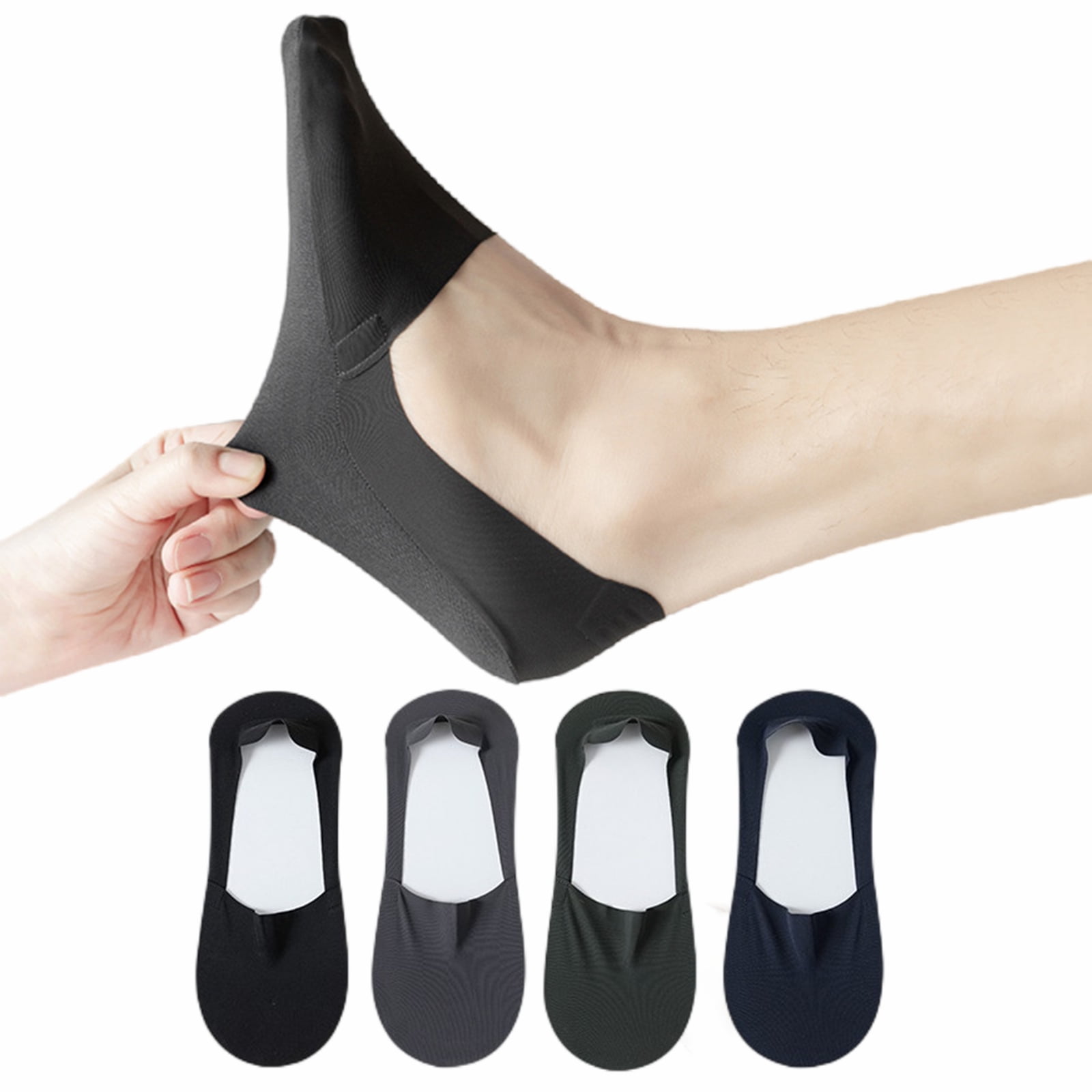 Ice Silk Low-Cut Invisible Socks Non-Slip 4/7 Pack for Men & Women ...