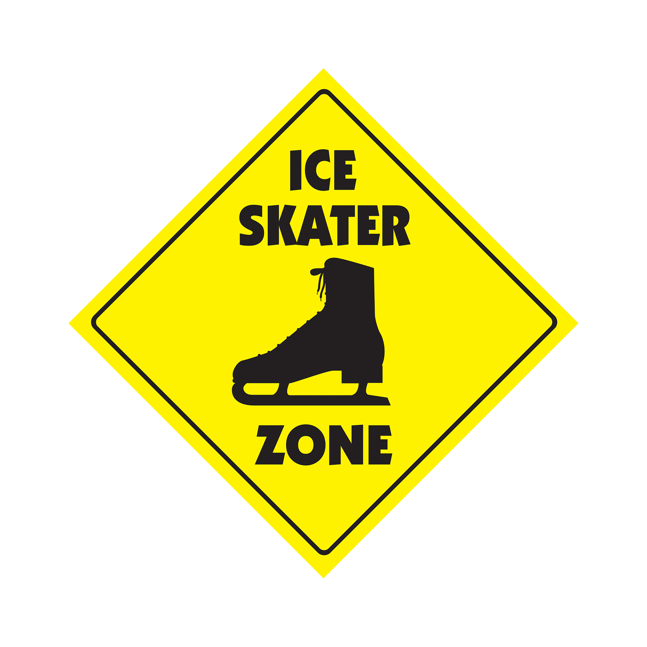 Ice Skater Crossing Sign Zone Xing | Indoor/Outdoor | 12" Tall rink ...