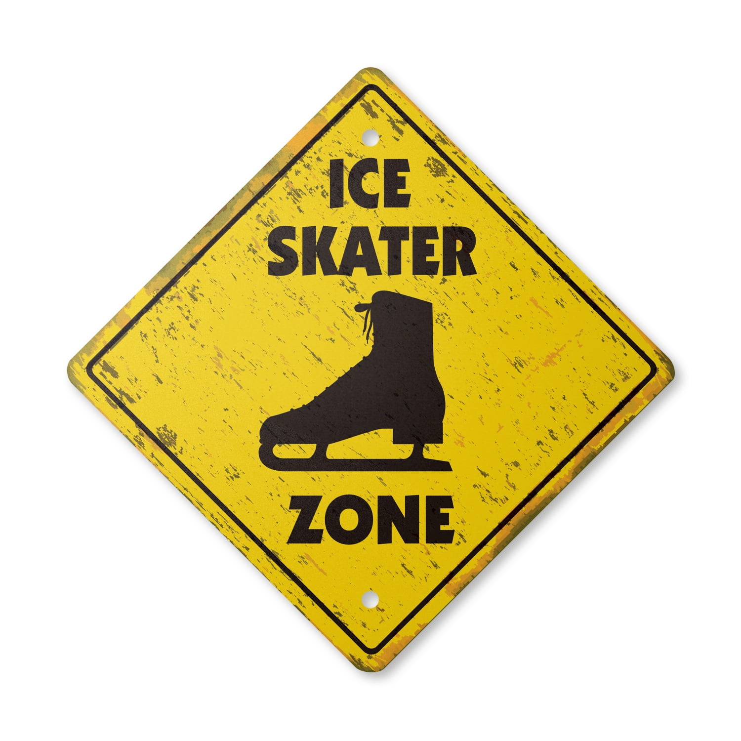 Ice Skater Vintage Crossing Sign Zone Xing | Indoor/Outdoor Plastic ...