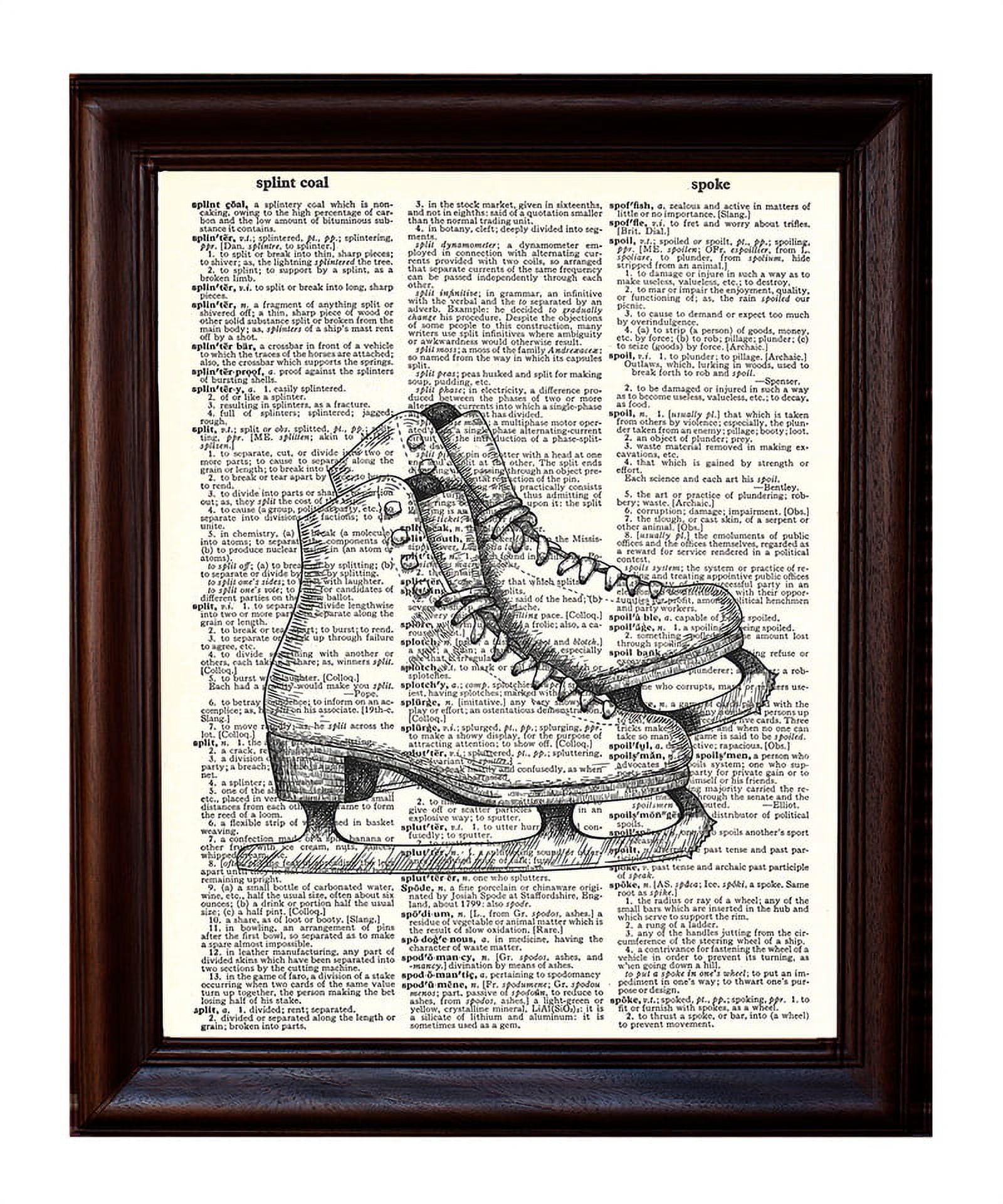 Ice Skates - Dictionary Art Print Printed On Authentic Vintage ...