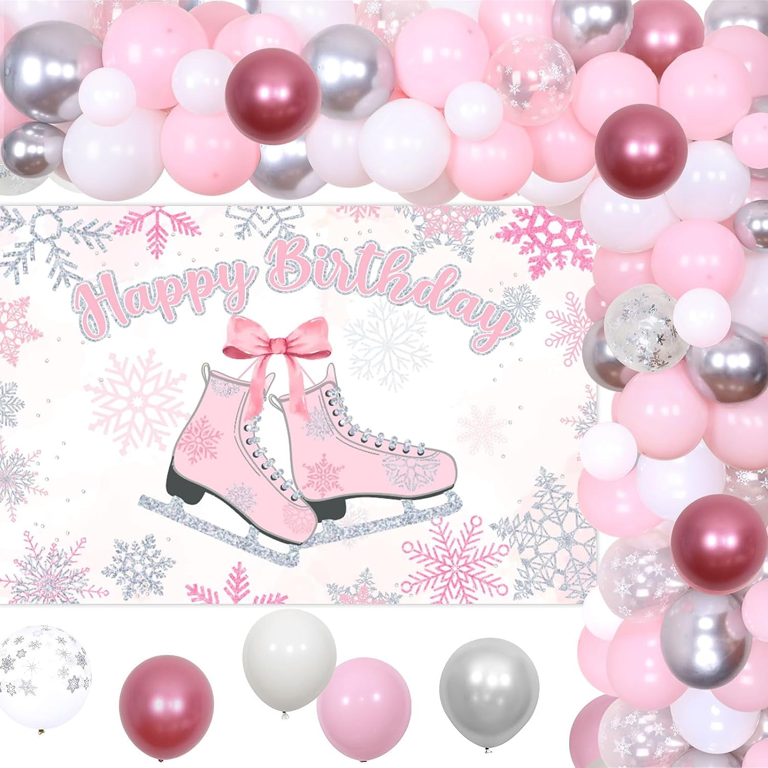 Ice Skating Birthday Party Decorations for Kids Pink Skating Theme ...