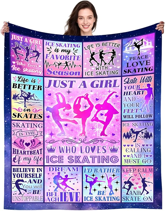 Ice Skating Gifts for Girls Stuff Ice Skating Accessories Blanket Throw ...