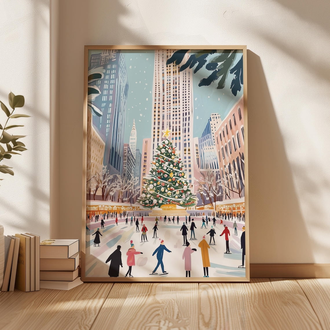 Ice Skating Poster,Nyc Winter Holiday Poster,Rockefeller Center Poster ...