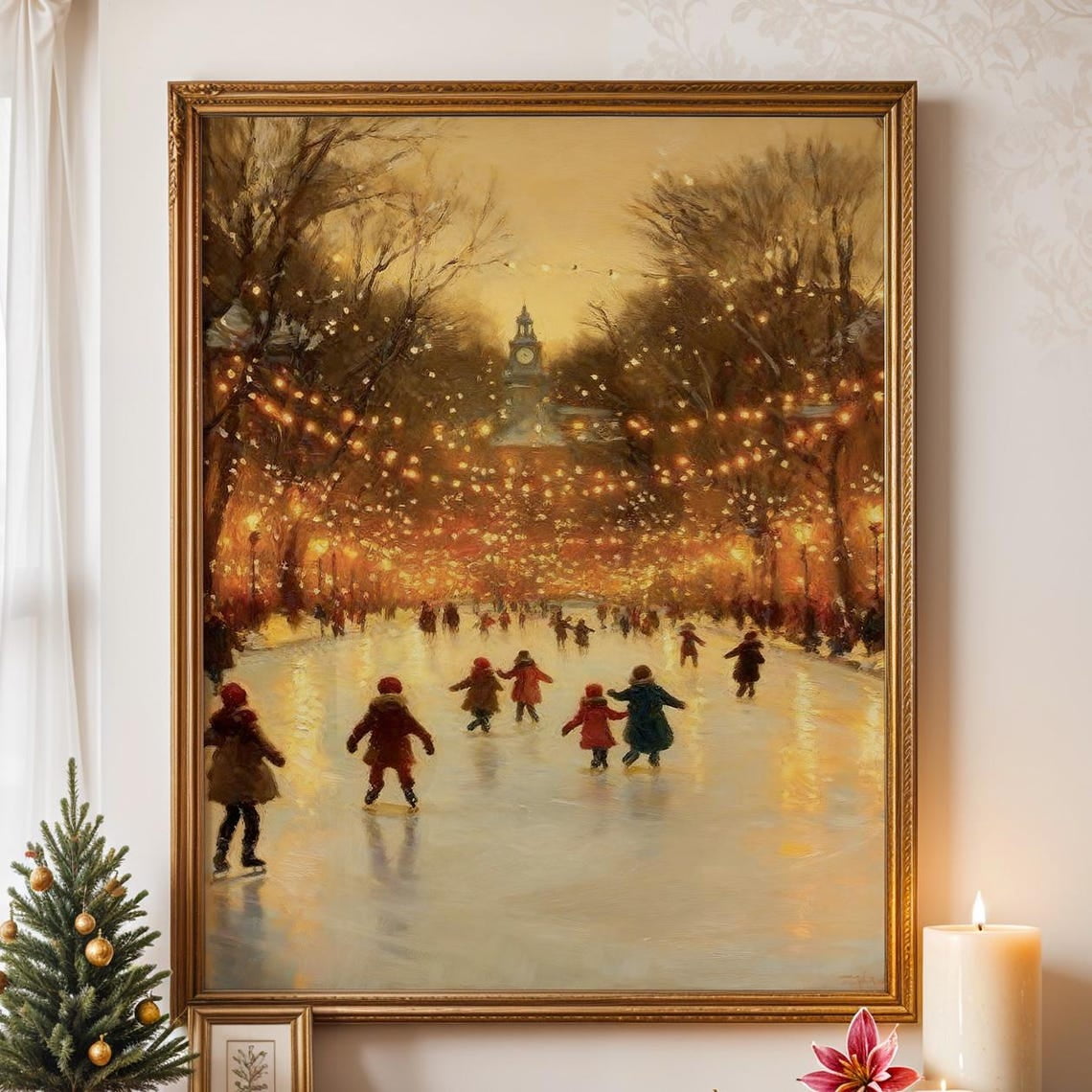 Ice Skating Poster – Winter Skating Rink Wall Art Poster, Festivedecor ...