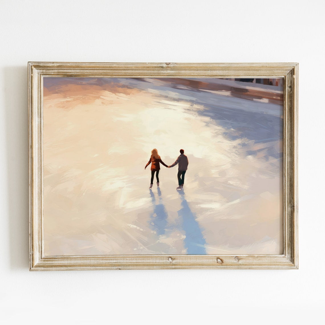 Ice Skating Romantic Couple Girly Wall Art Print, Trendy Ice Skating ...