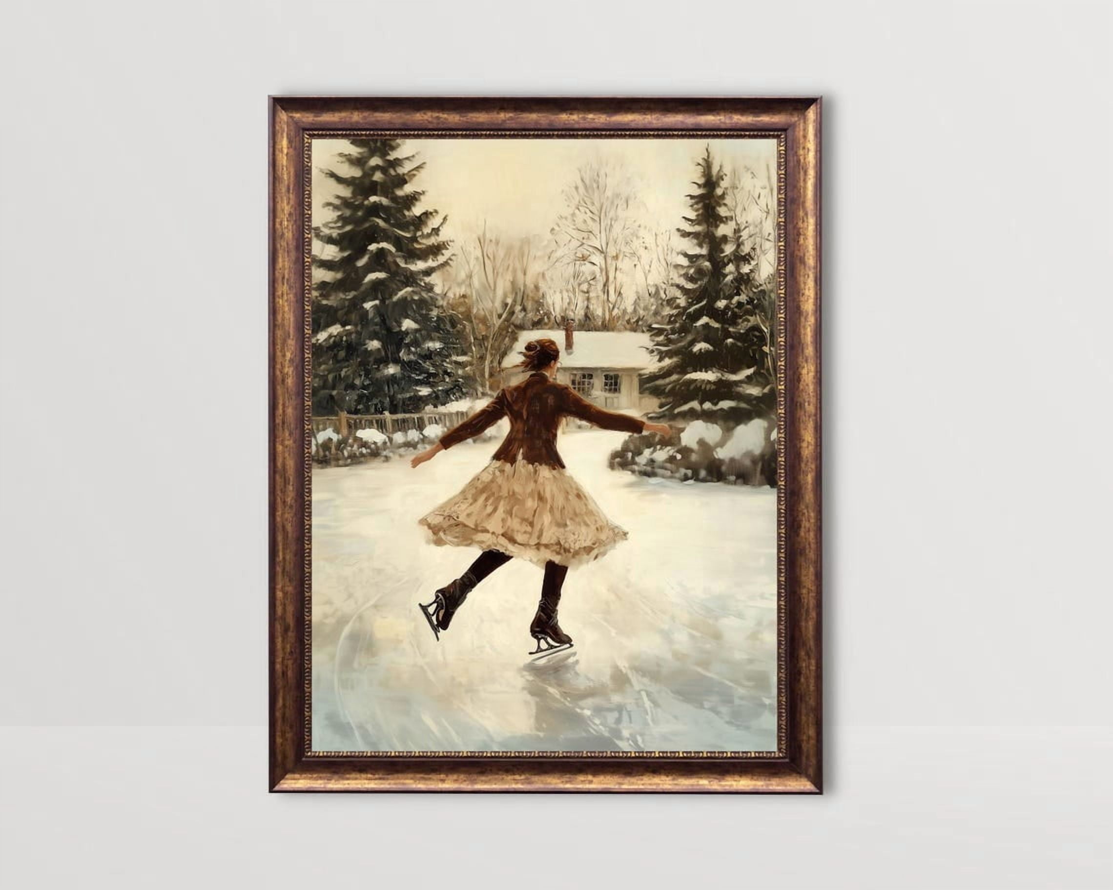 Ice Skating, Winter Wall Art, Girl Ice Skater Print, Vintage Skating ...