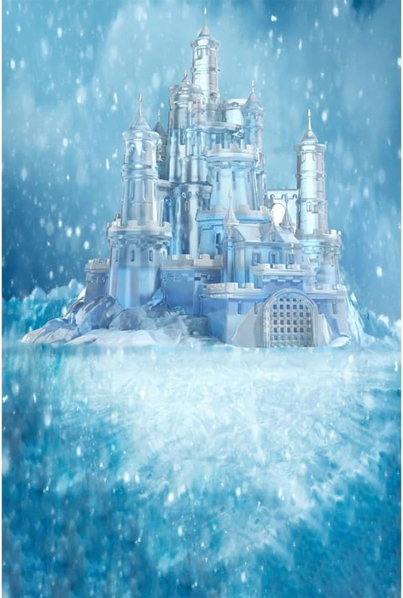 Ice Snow Castle Backdrop Castle Photography Background Blue Snowflake ...