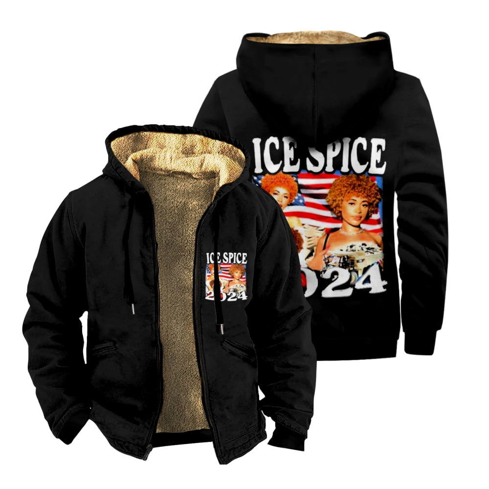 Ice Spice Men's Full Zip Hoodie Fashion Zipper Black Clothes Casual ...