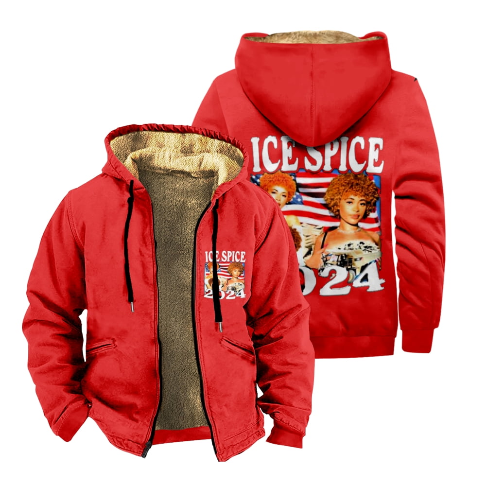 Ice Spice Men's Full Zip Hoodie Fashion Zipper Red Clothes Casual ...