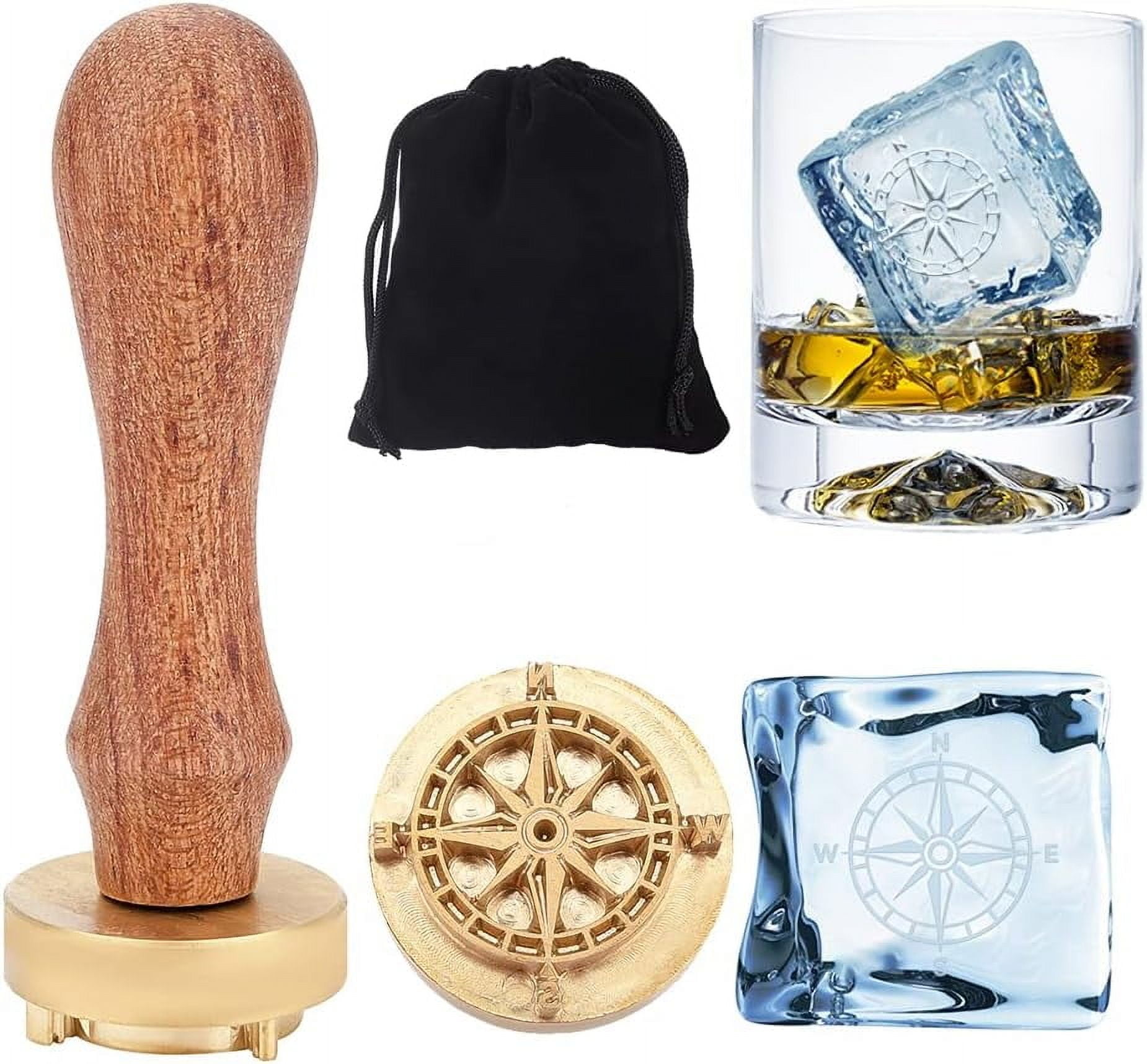 Ice Stamp 1.2 inch Cube Stamp Compass Ice Stamp with Velvet Pouch ...