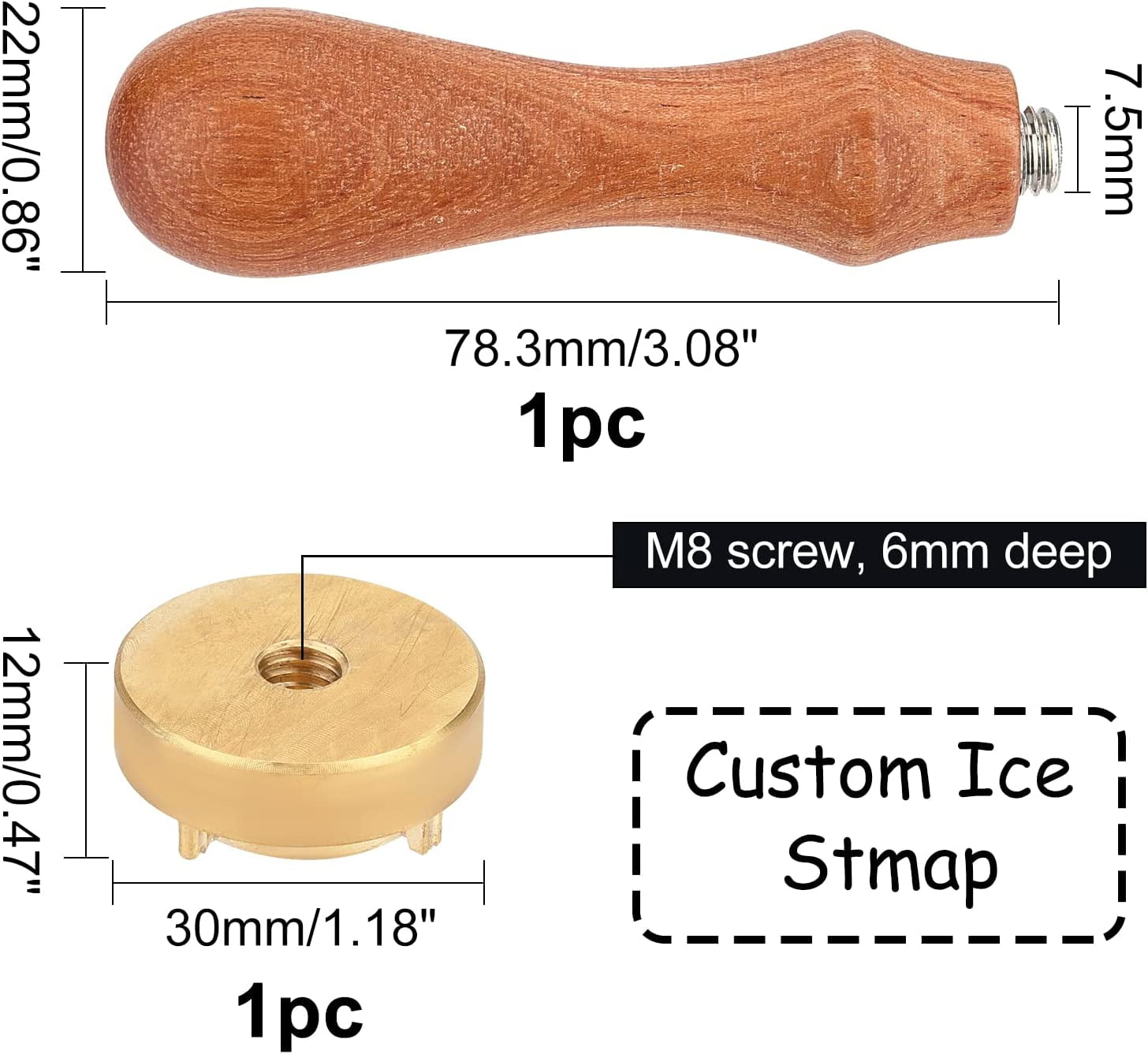 Ice Stamp 1.2 inch Cube Stamp Compass Ice Stamp with Velvet Pouch ...