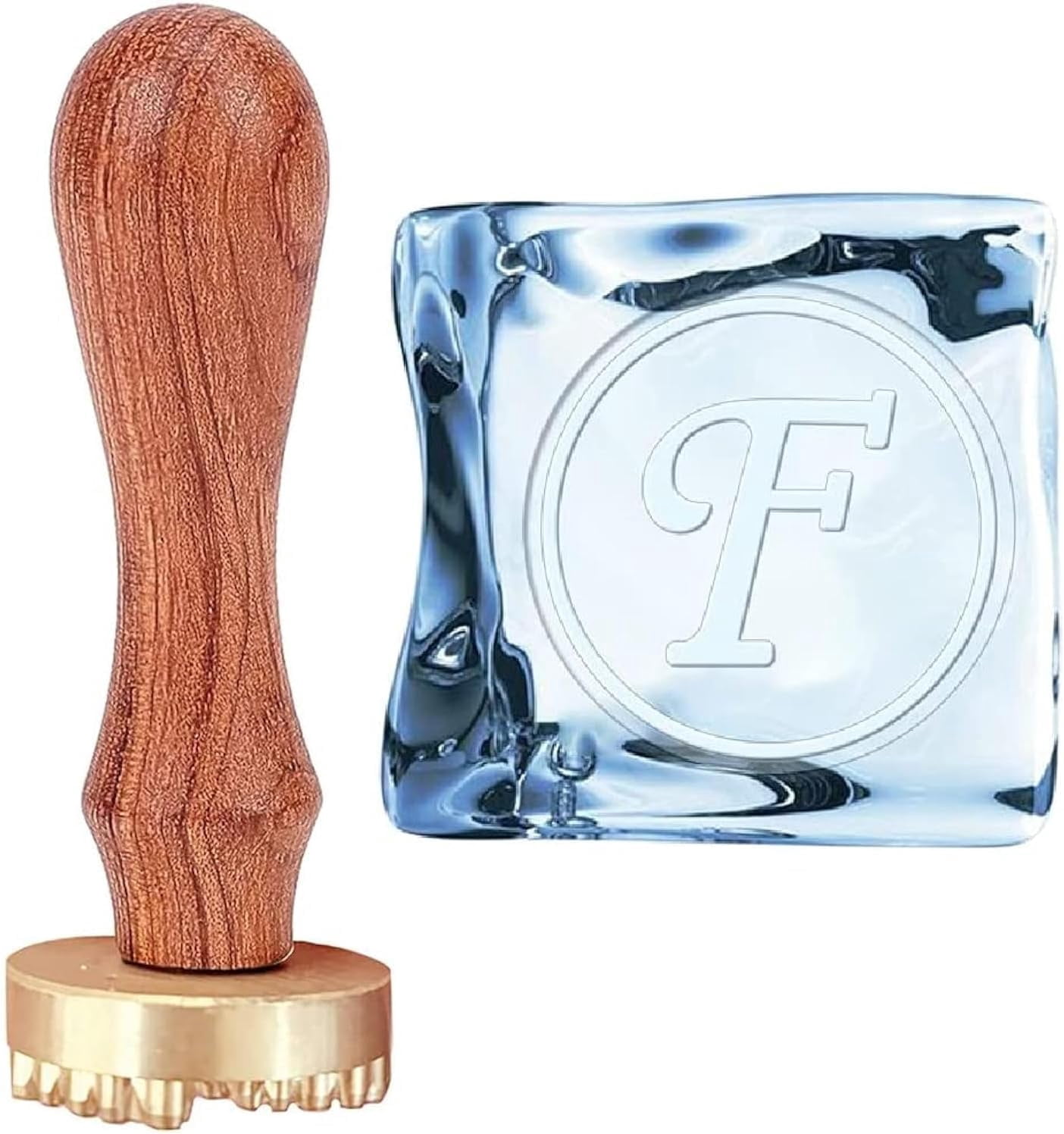 Ice Stamp Letter F Cube Branding with Removable Brass Head Wood Handle ...