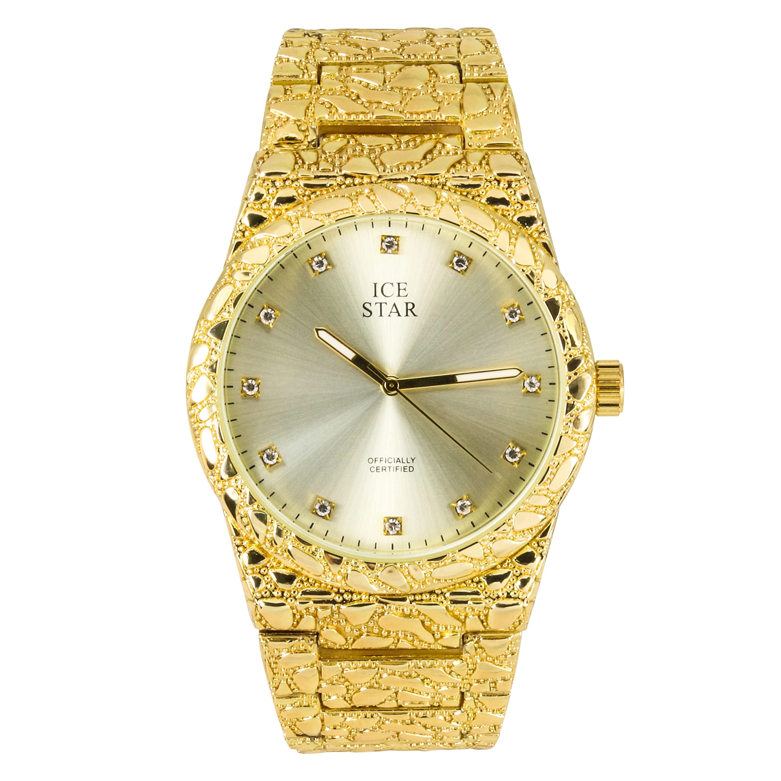 Ice Star Men's Luxury 45mm Nugget Watch with Diamond Accent Dial ...