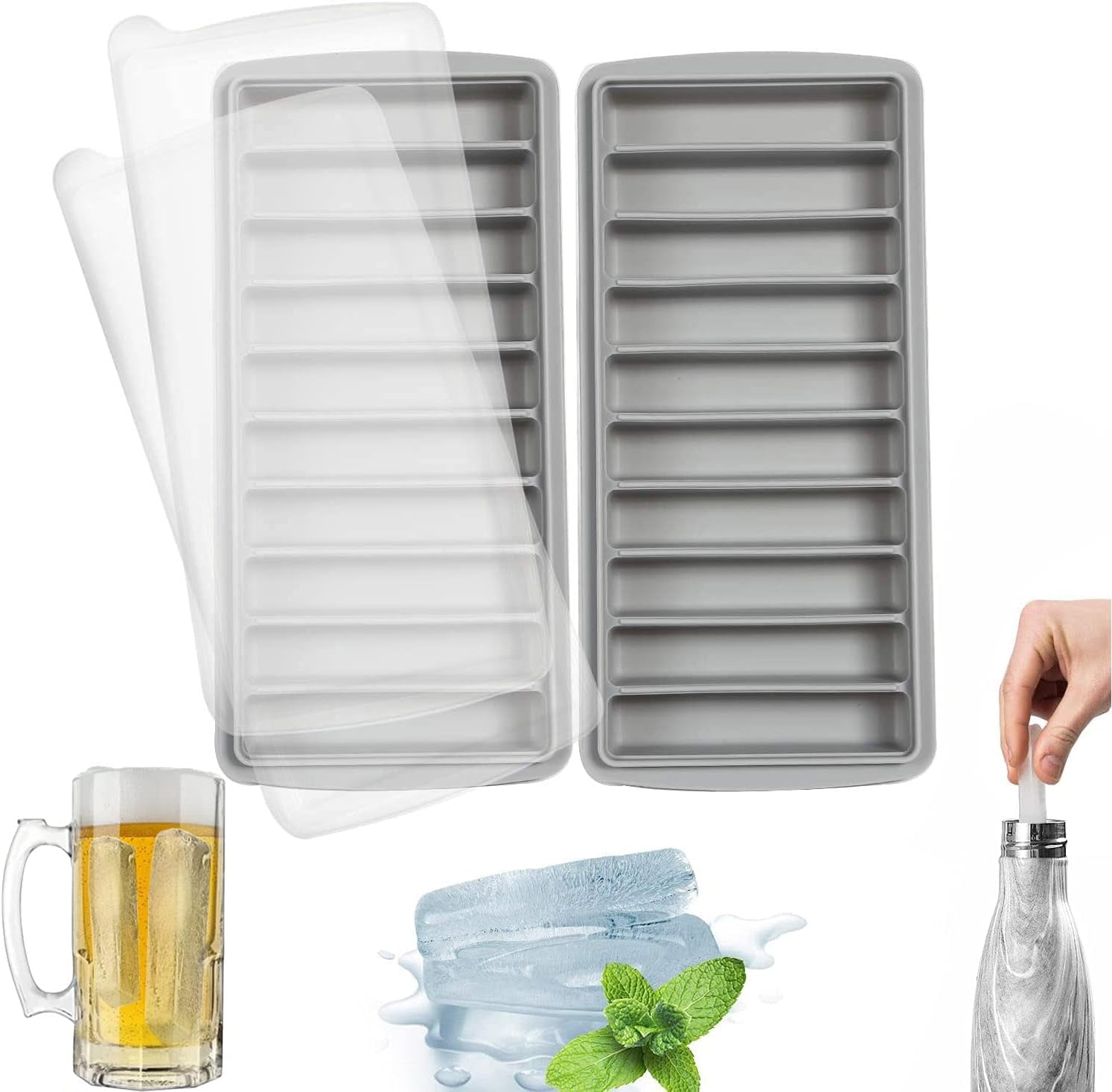 Stackable Ice Trays With Flexible Release, Large Size Ice Cube Molds ...