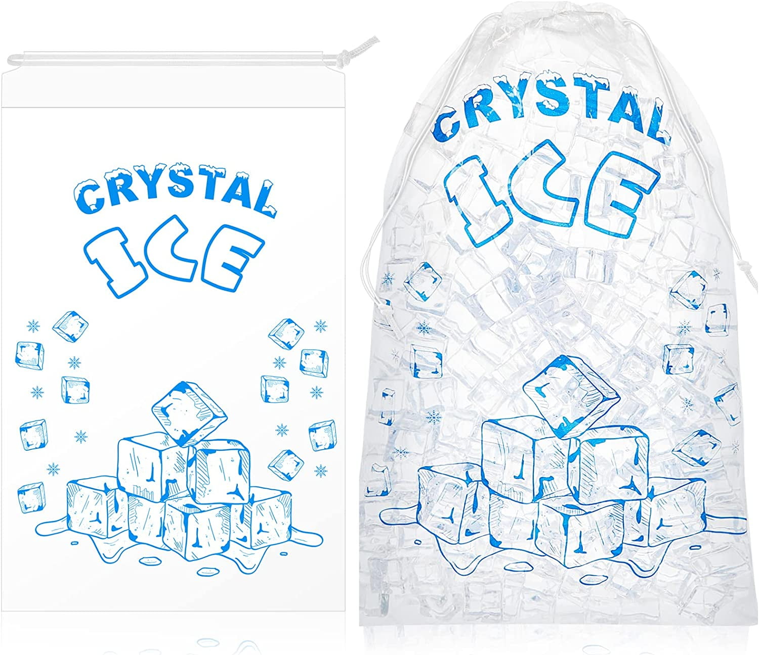 50 Pcs Sturdy 8 lb Ice Bags with Drawstring Closure for Ice Storage and ...