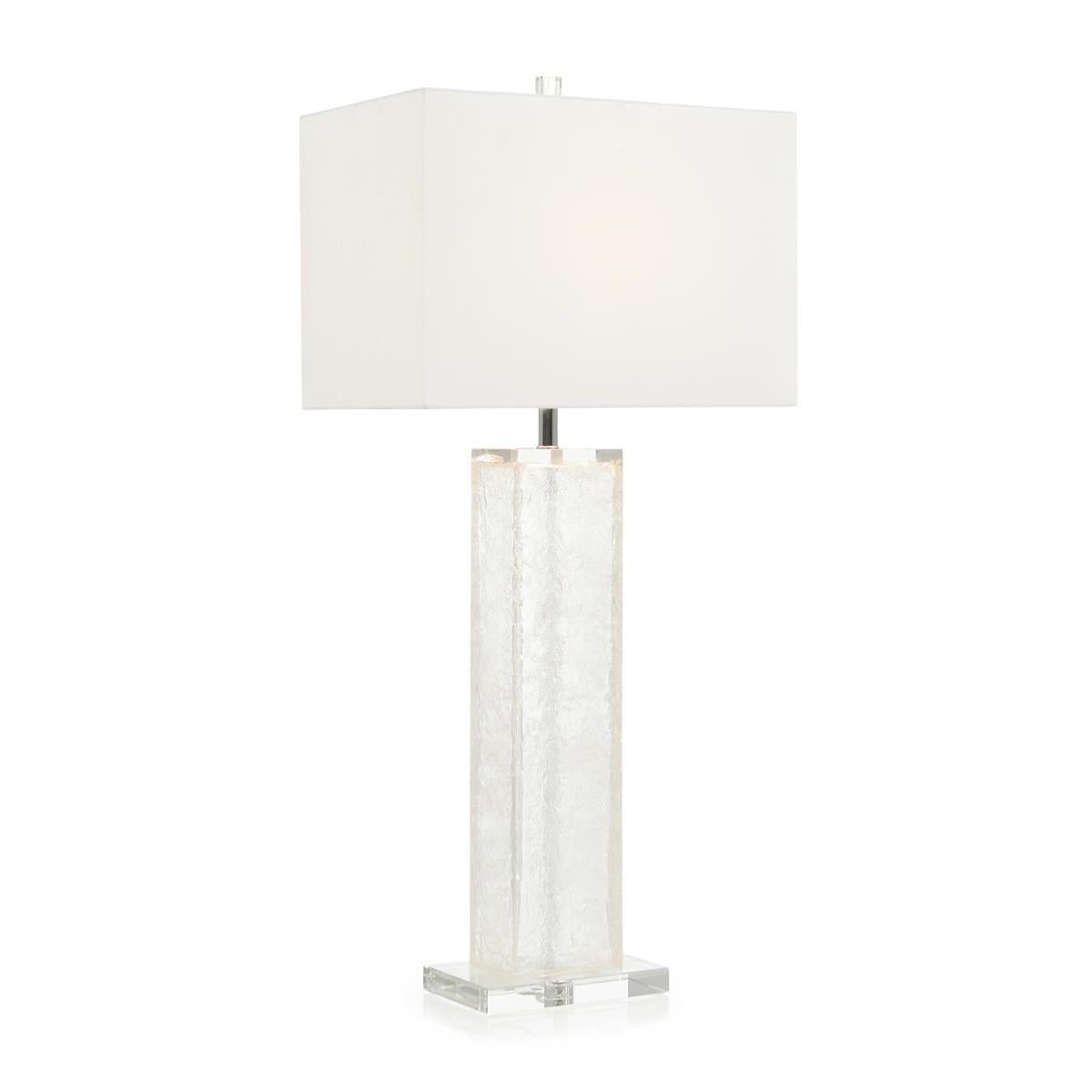 Ice Table Lamp – Modern Acrylic Column Lamp with White Linen Shade, 34. ...