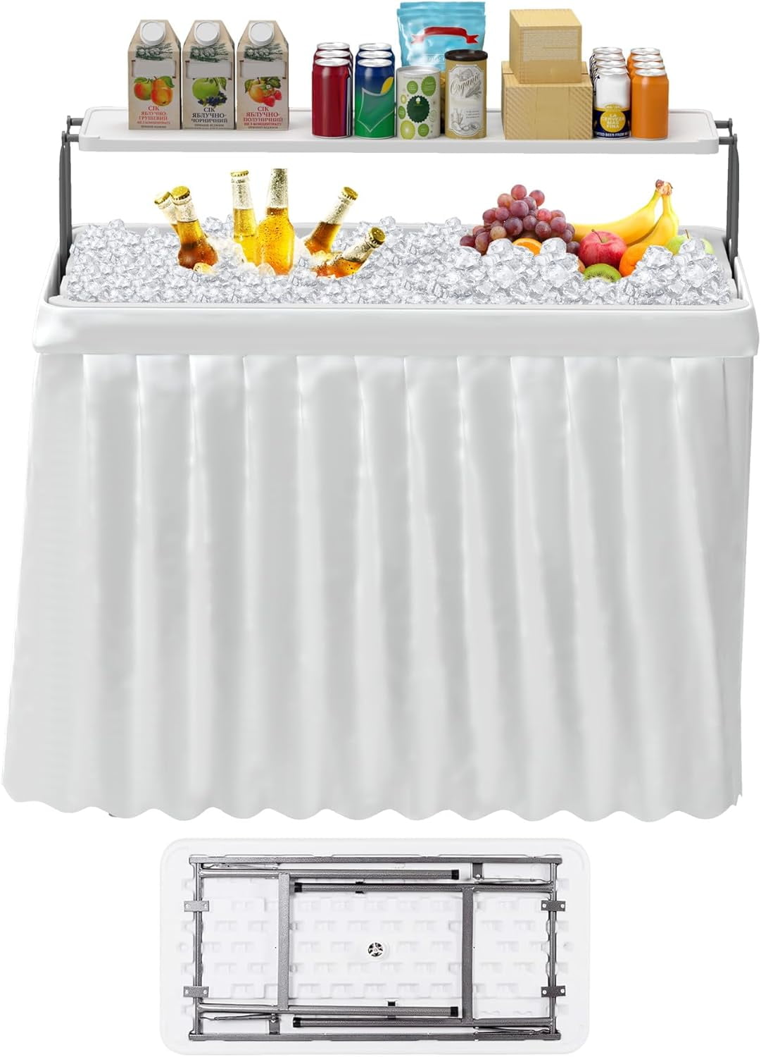 Ice Table, Two-Tier Portable Ice Table with Drain and Matching Skirt ...