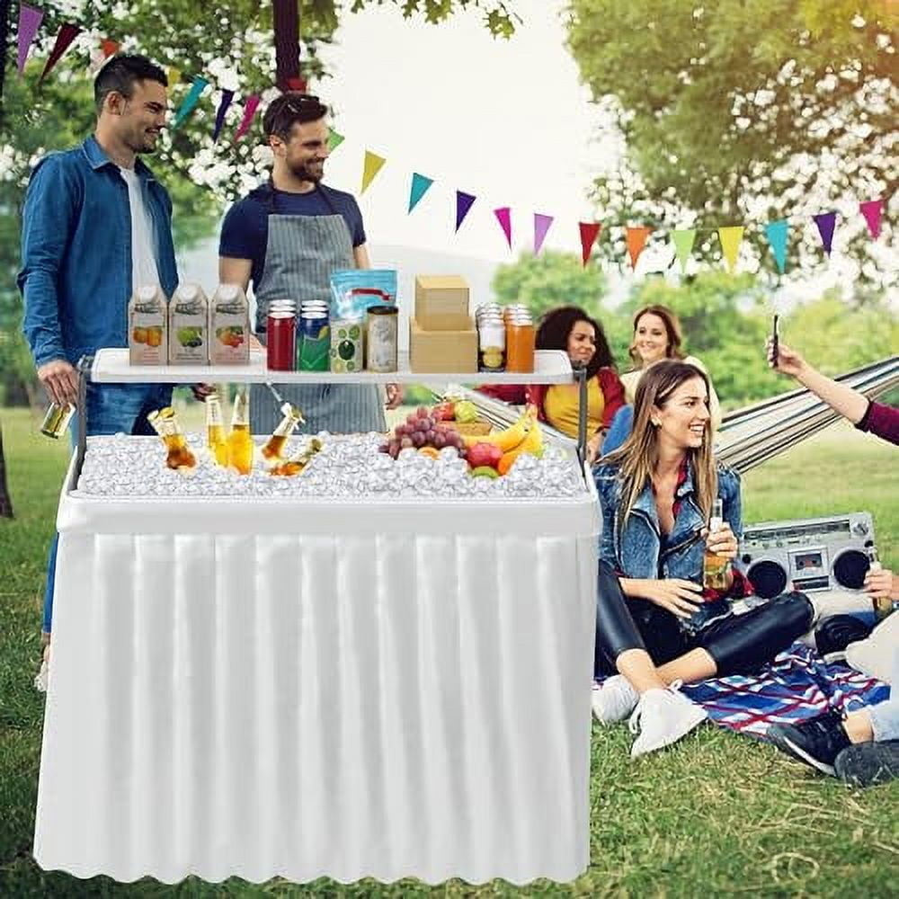 Ice Table, Two-Tier Portable Ice Table with Drain and Matching Skirt ...