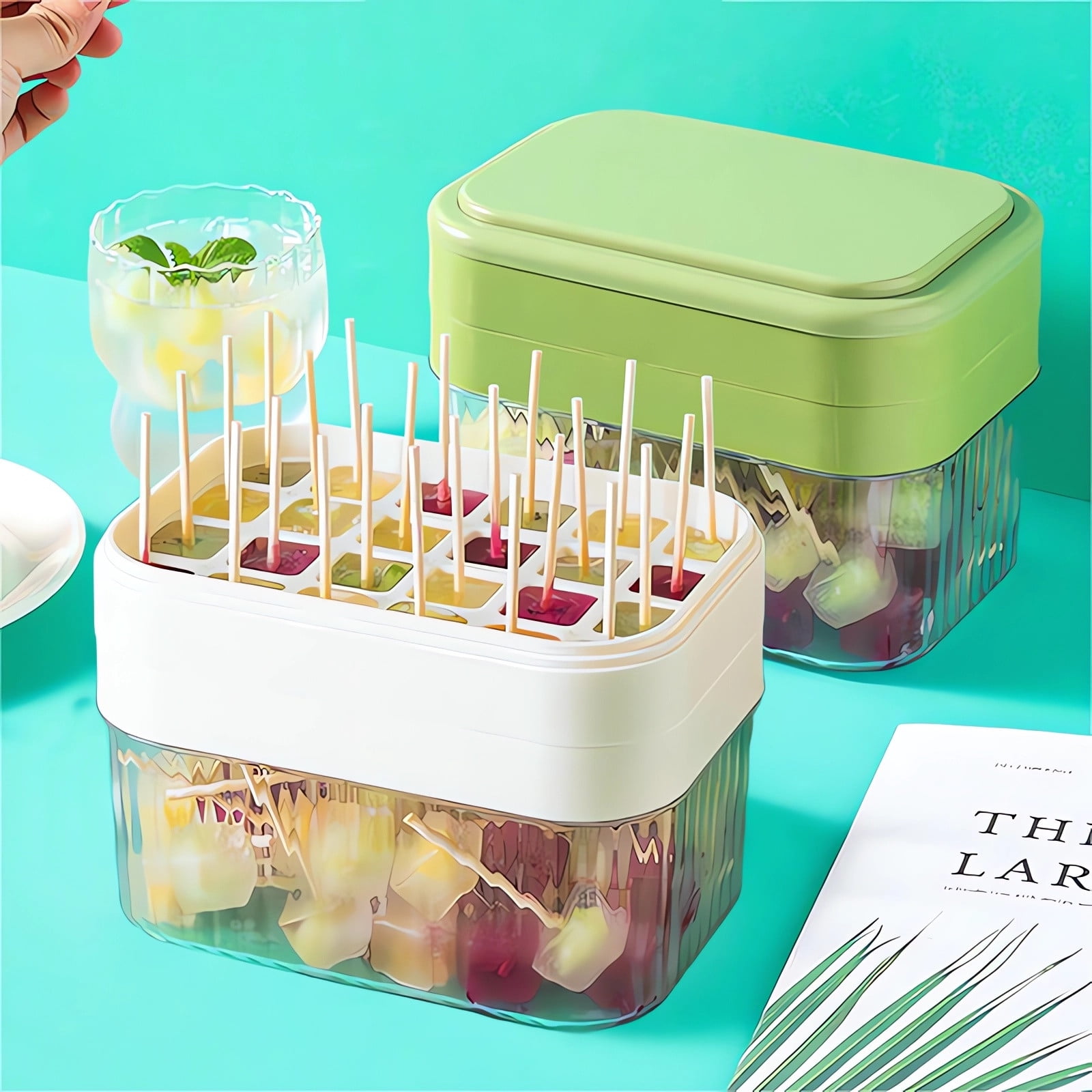 Ice Tray Food Grade Push Type with Lid | 48 Easy Release Ice Cubes ...
