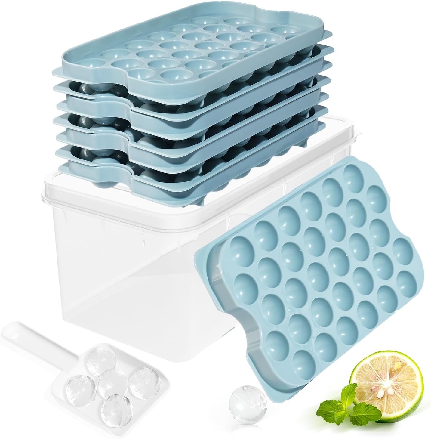 Ice Tray with Lid and Ice Tray – Round Ice Tray for Freezer, BPA Free ...