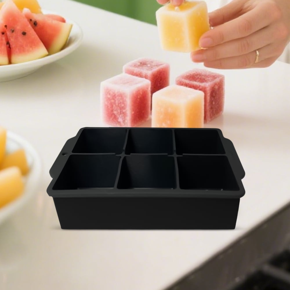 Ice Tray Mold 6 Cavity Silicone Ice Maker Tray With Cover Easy Release ...