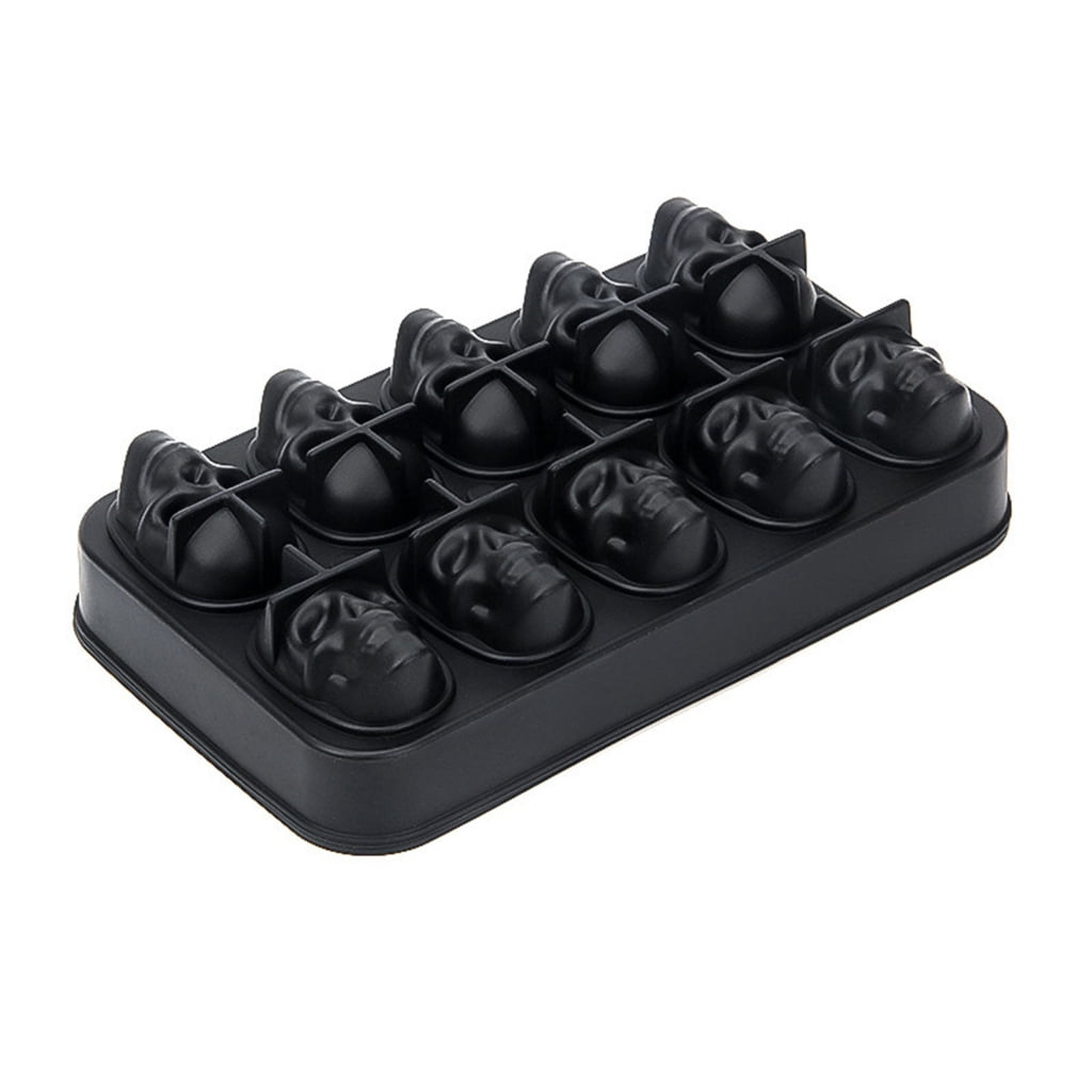 Ice Trays 10 Hole Skull Shape Ice Maker Ice Silicone Mold for Cocktails ...
