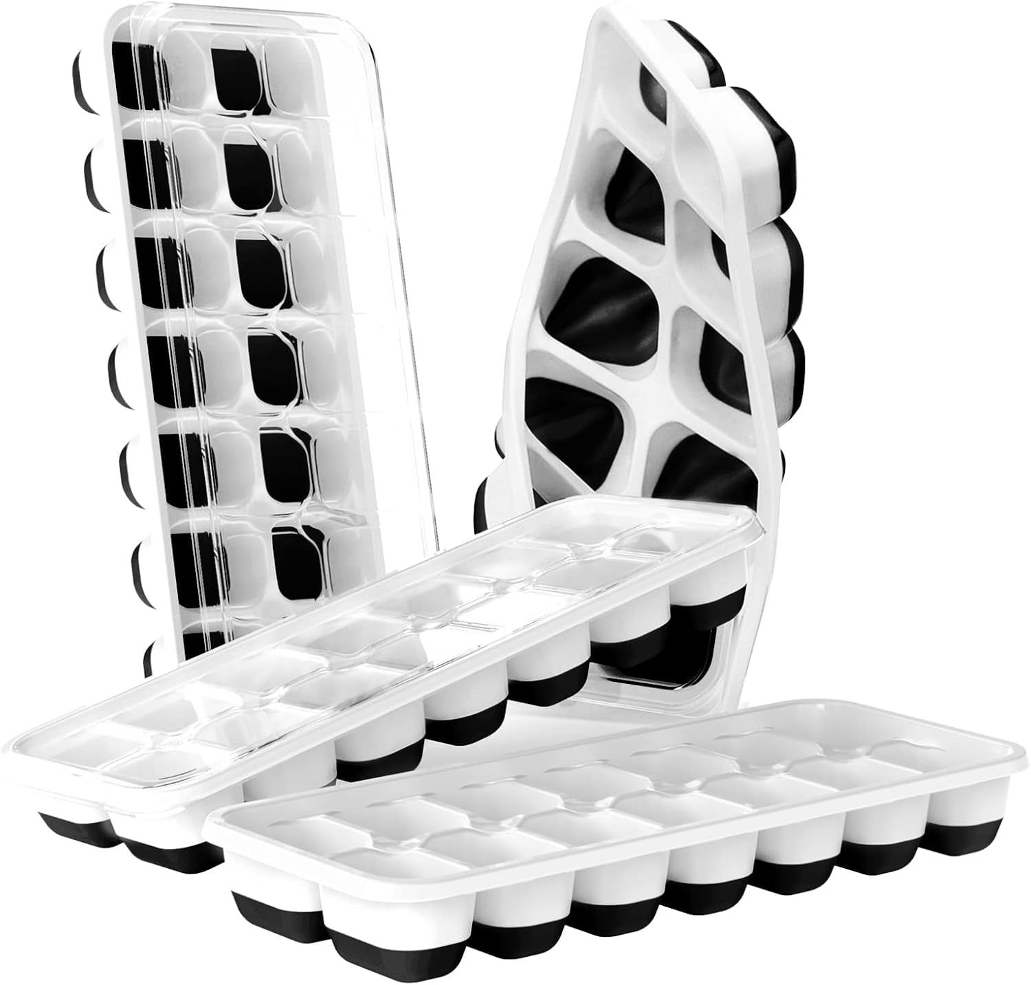 Ice Trays 4-pack, 56-piece silicone ice trays with anti-spill removable ...