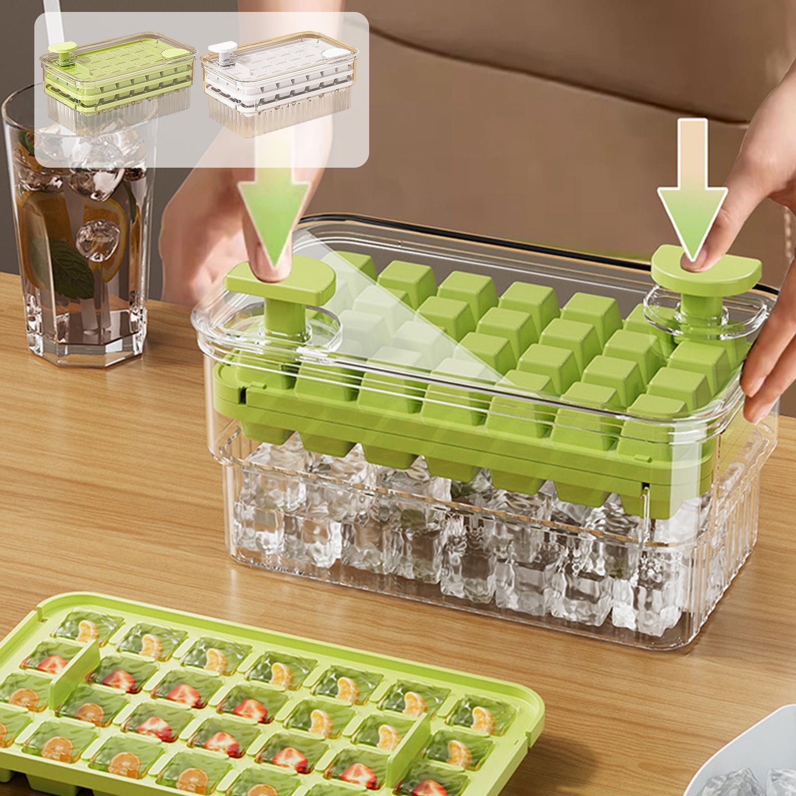 Ice Trays for Freezer Easy Release Ice Cubes Tray With Lid And Bin 3 ...