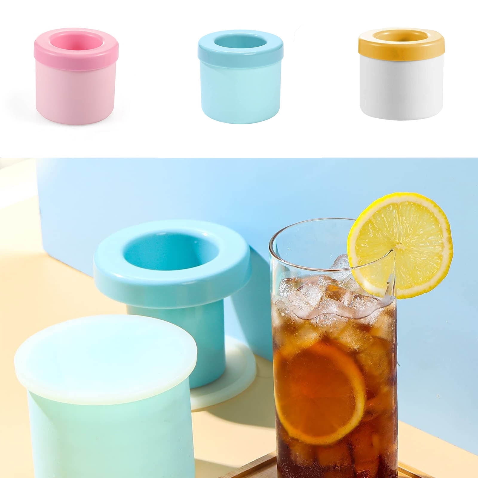 Ice Trays for Freezer with Lid and Bin Ice Box Kitchen Tool Cake Molds ...