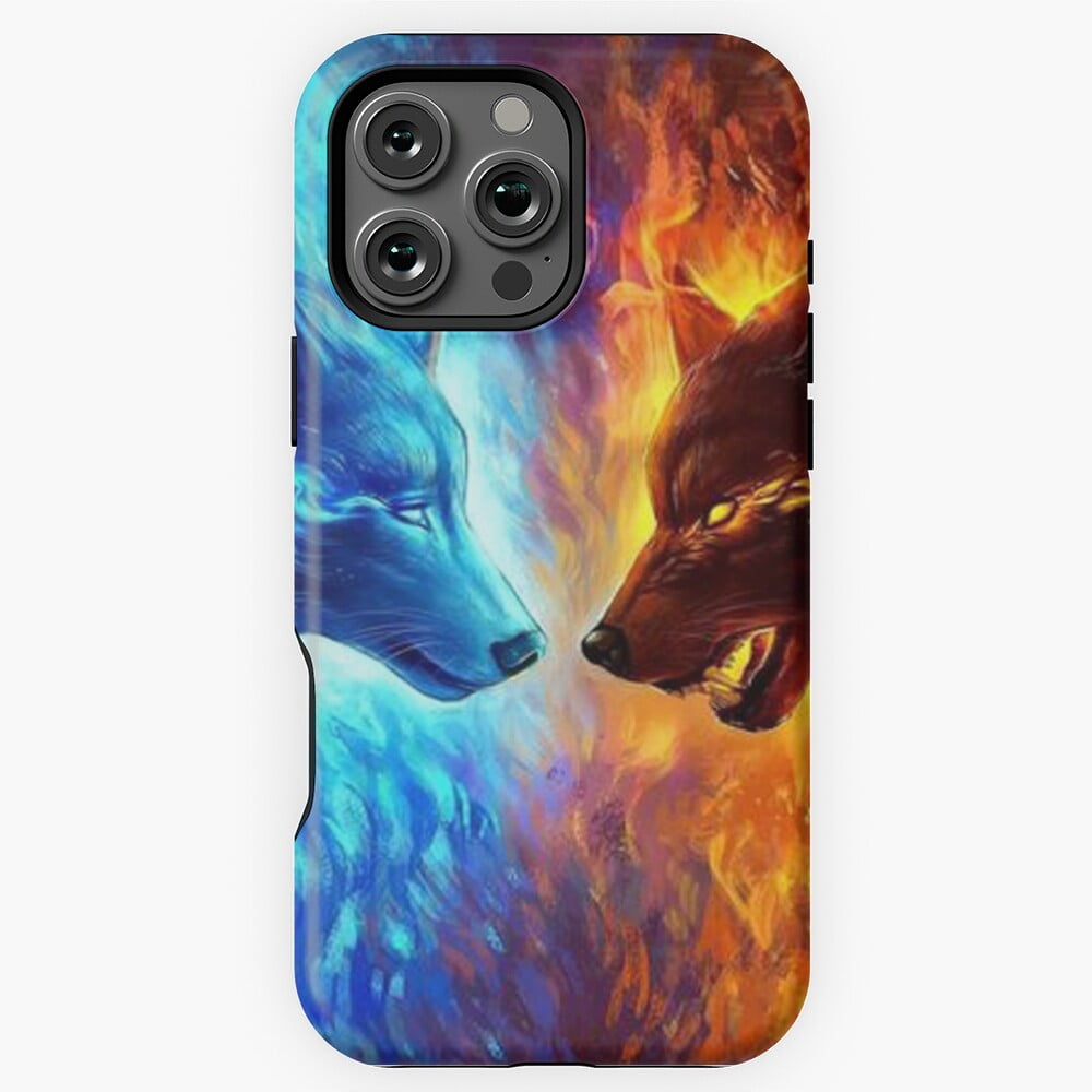 Ice Wolf Fire Wolf Rivalry Art Protective and Compatible iPhone 11-17 ...