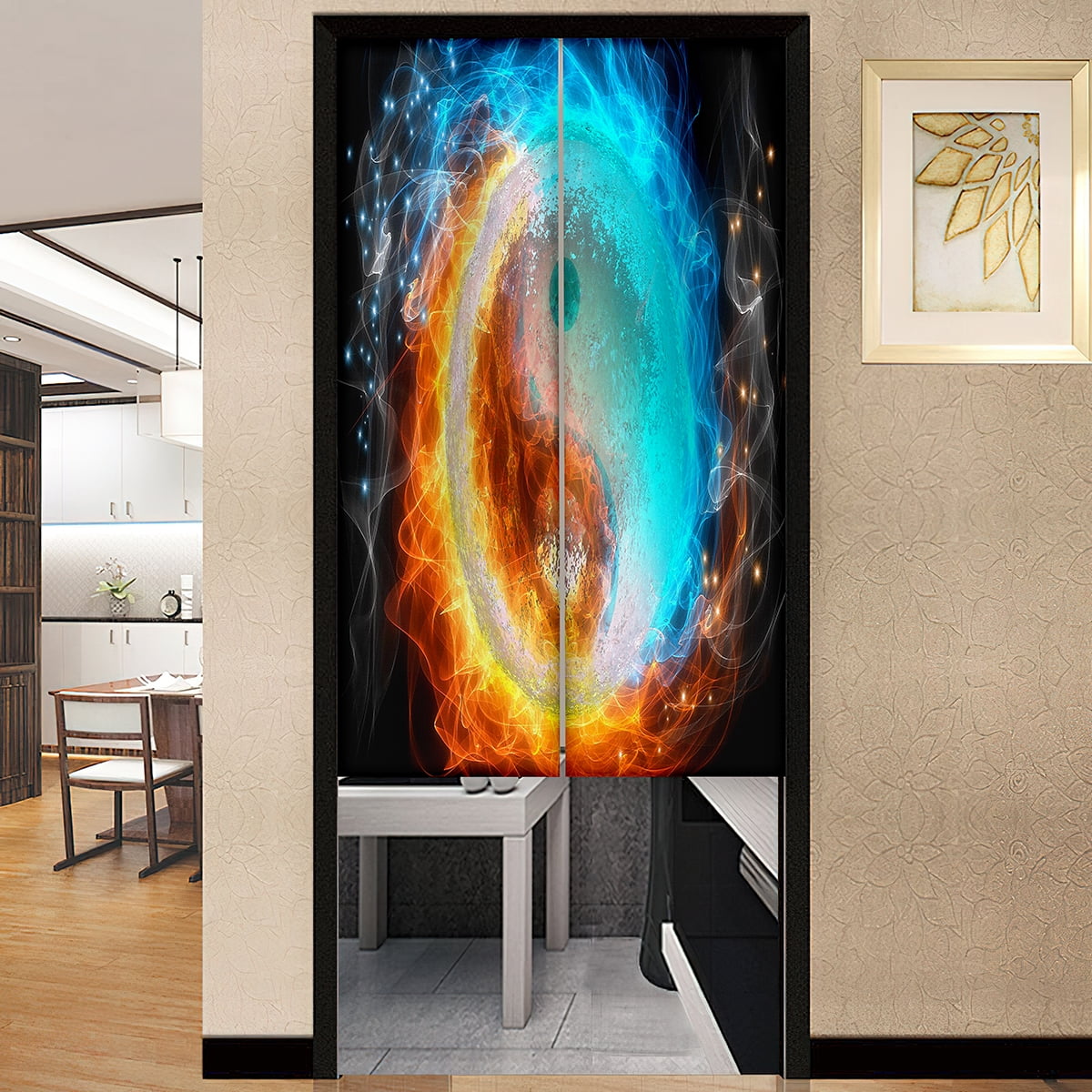 Ice and Fire Door Curtains Child Boys Bedroom Kitchen Living Room ...