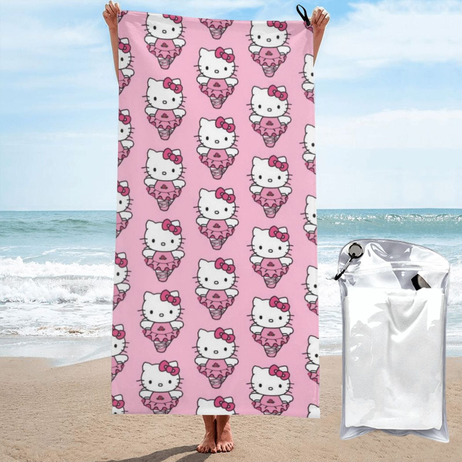 Ice cream Hello Kitty Microfiber Large Beach Towels Quick Dry Absorbent ...