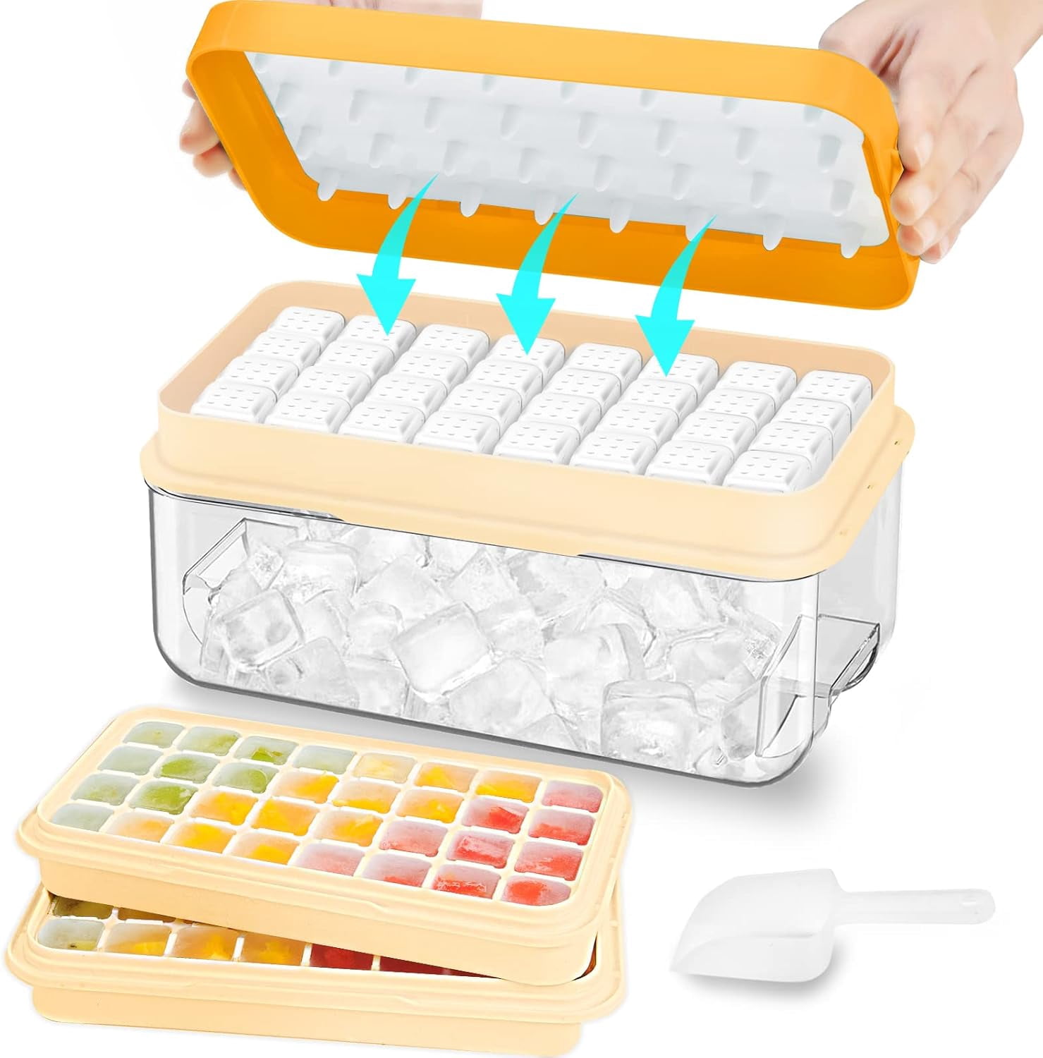 Ice tray, ice tray with lid, trash can and ice spoon, ice ejection tray ...