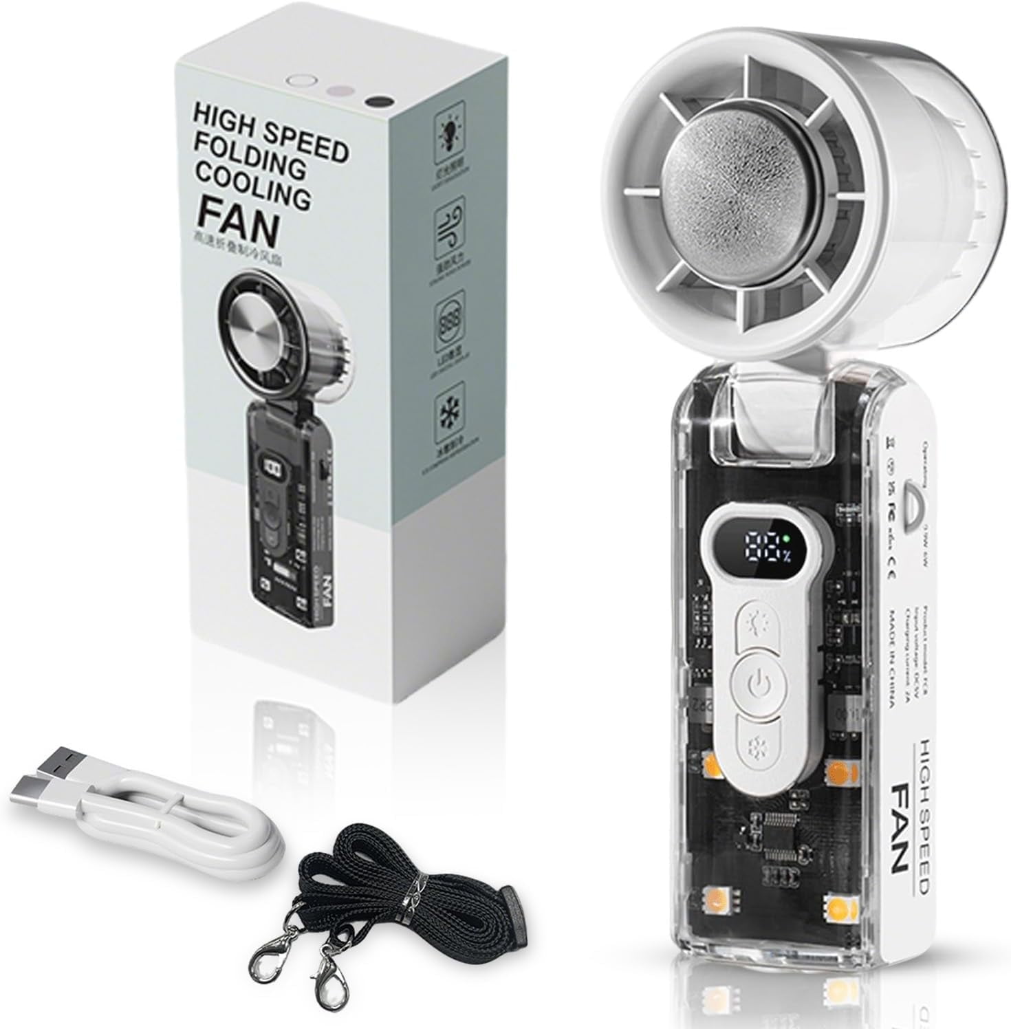 IceRush Turbo - Handheld Fan with Instant Cooling Plate & LED Light ...