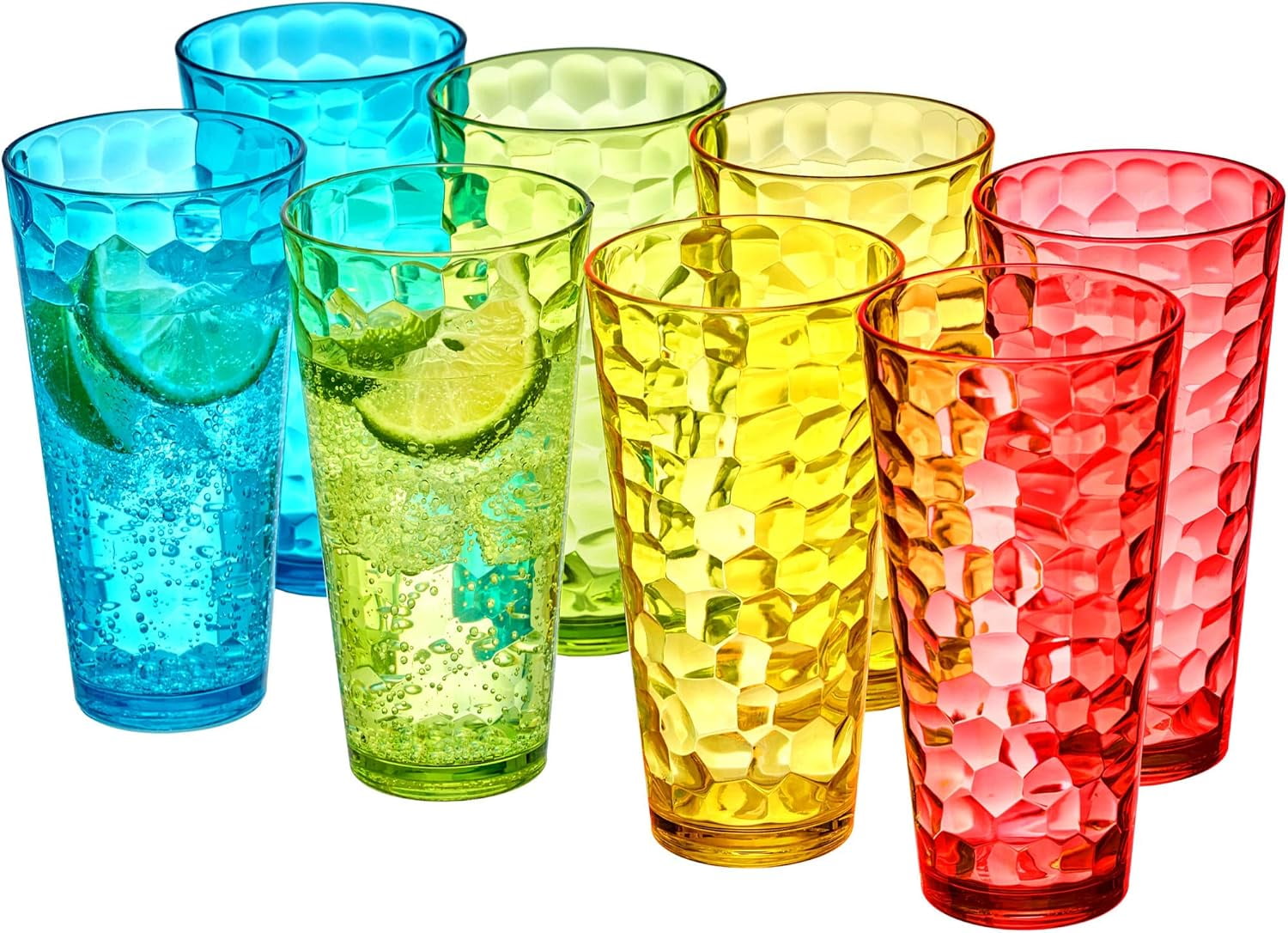 Iceberg - 24 oz Plastic Cups (Set of 8), Clear Highball Cups, Stackable ...