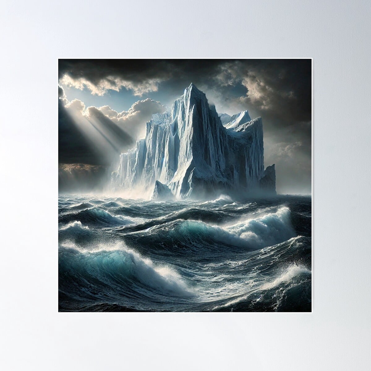 Iceberg In Stormy Sea Poster Wall Art, Modern Wall Decor For Living ...