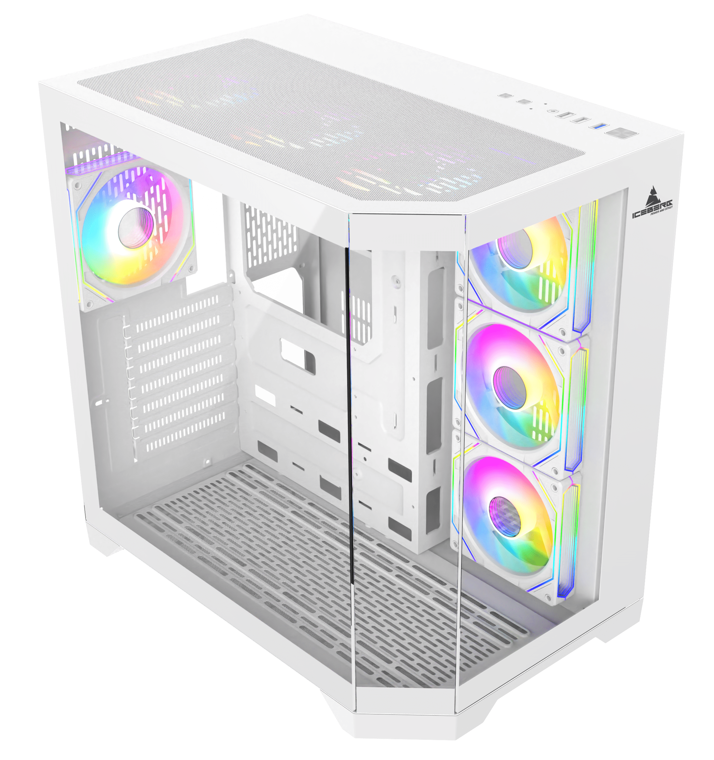 Iceberg PC Gaming ATX Case Crystal Edge Full Panoramic View Three Sides ...