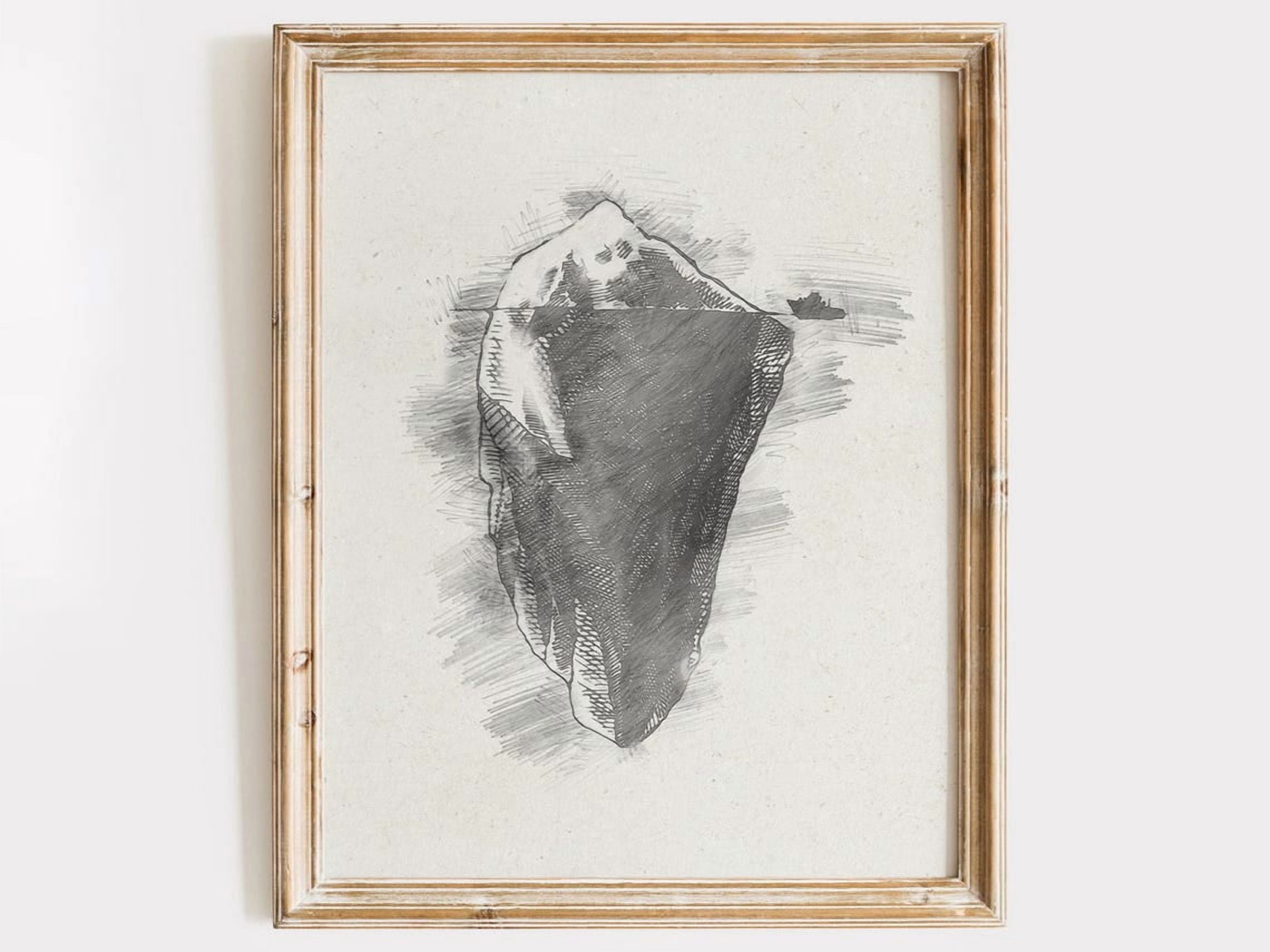 Iceberg Sketch Art Print Modern Linen Texture Wall Dã©Cor For ...