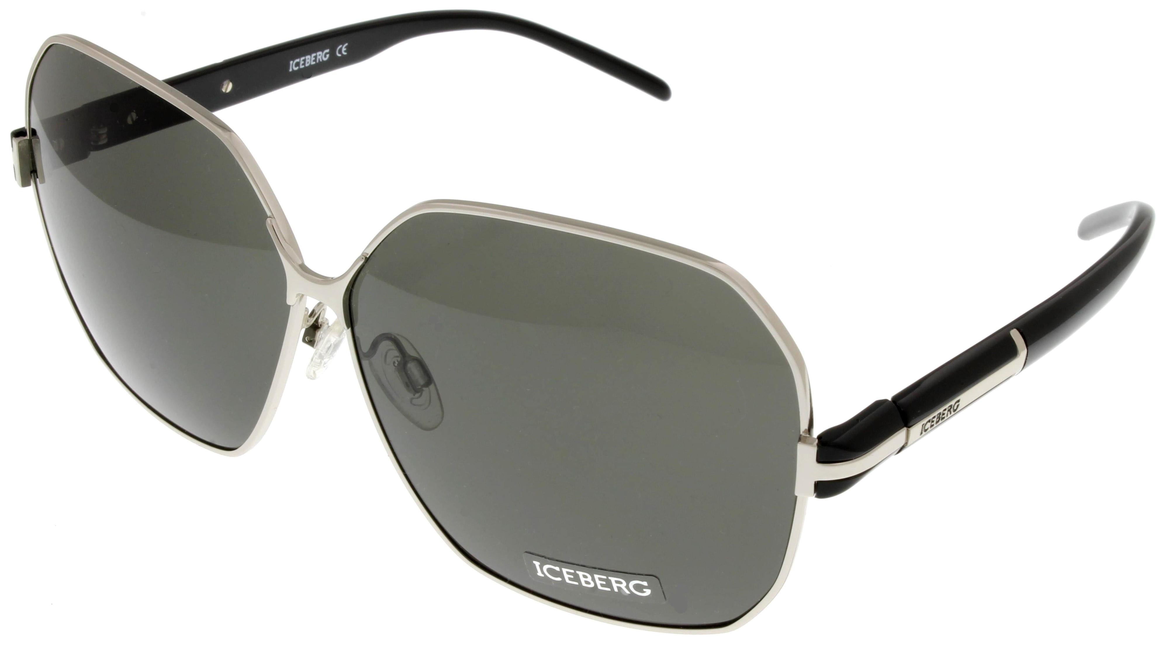 Iceberg Sunglasses Women Palladium Shiny Black Gray Square IC590 01 ...