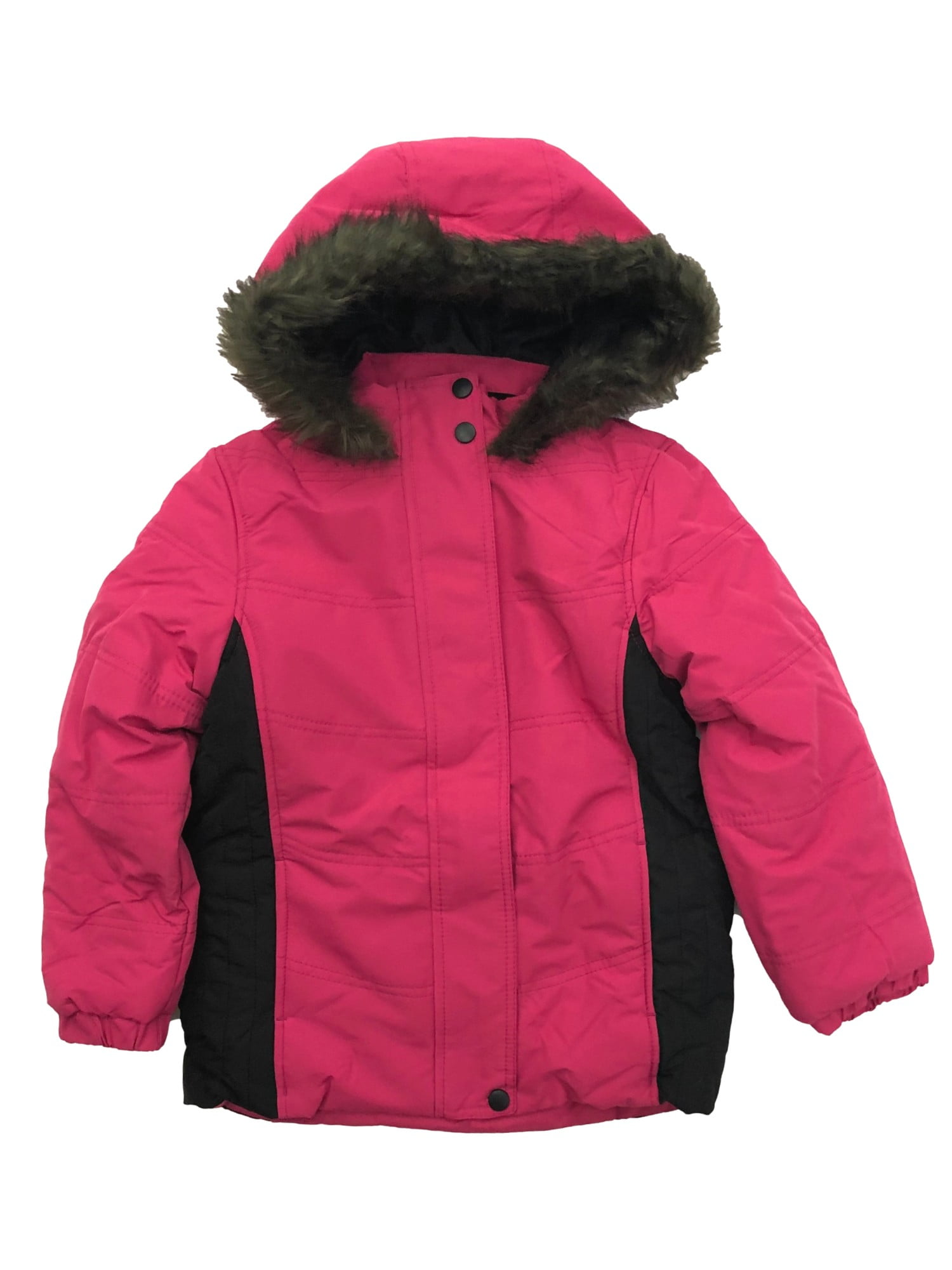 Iceburg Little Girls Pink Black Ski Jacket Hooded Winter Snow Coat ...