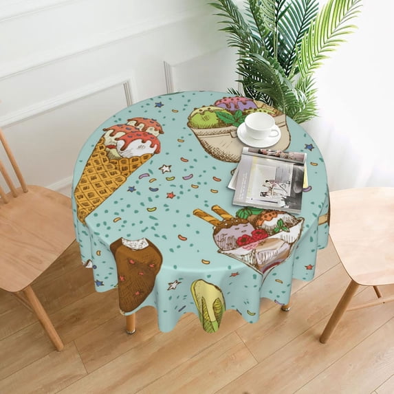 Icecream Ice Cream Sweet Tablecloths Round 60 inch Fabric Table Cloth ...