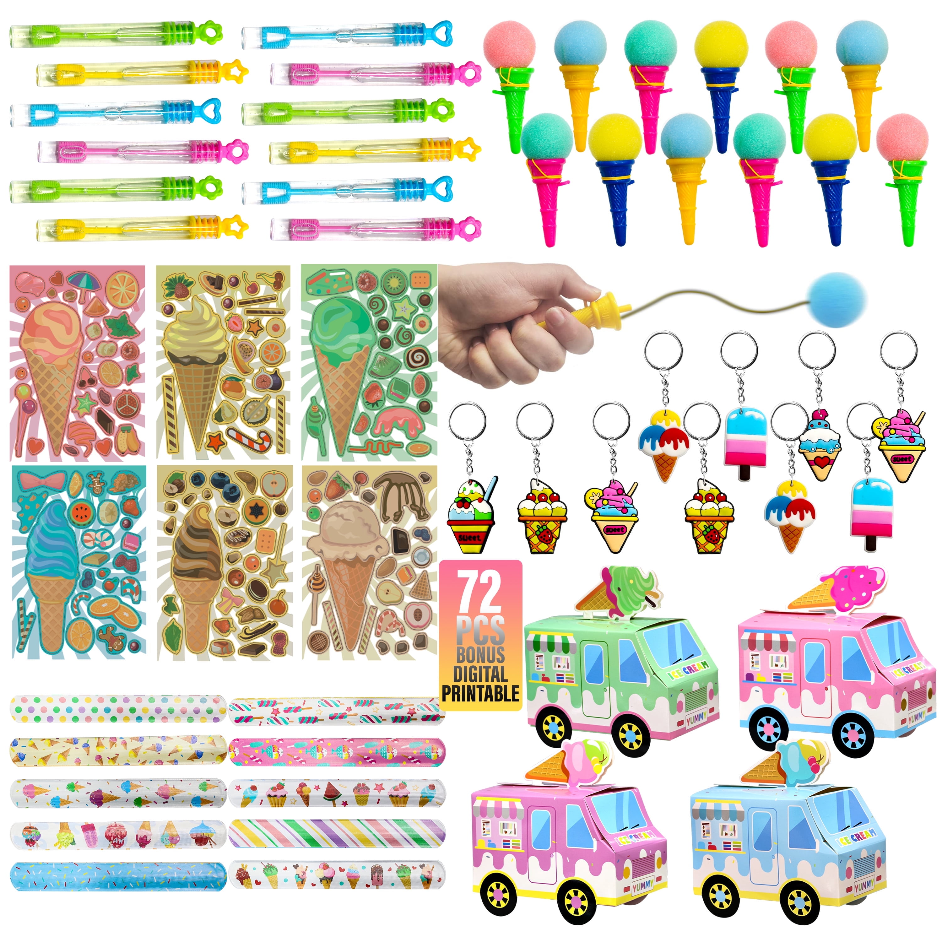 EMPIRE PARTY Supplies Ice Cream Party Favor 72 PCS Slap Bracelets ...