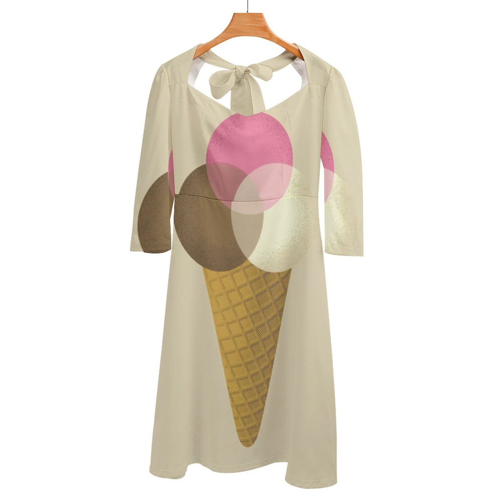 Icecream Venndor Back Lacing Backless Dress Square Neck Dress Evening ...