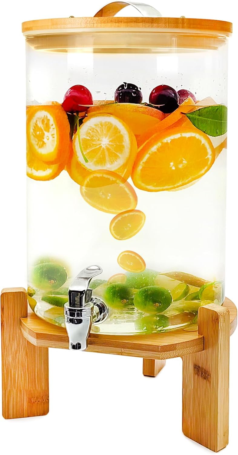 Iced Beverage Dispensers Glass Drink Dispensers with Stand,2 Gallon ...
