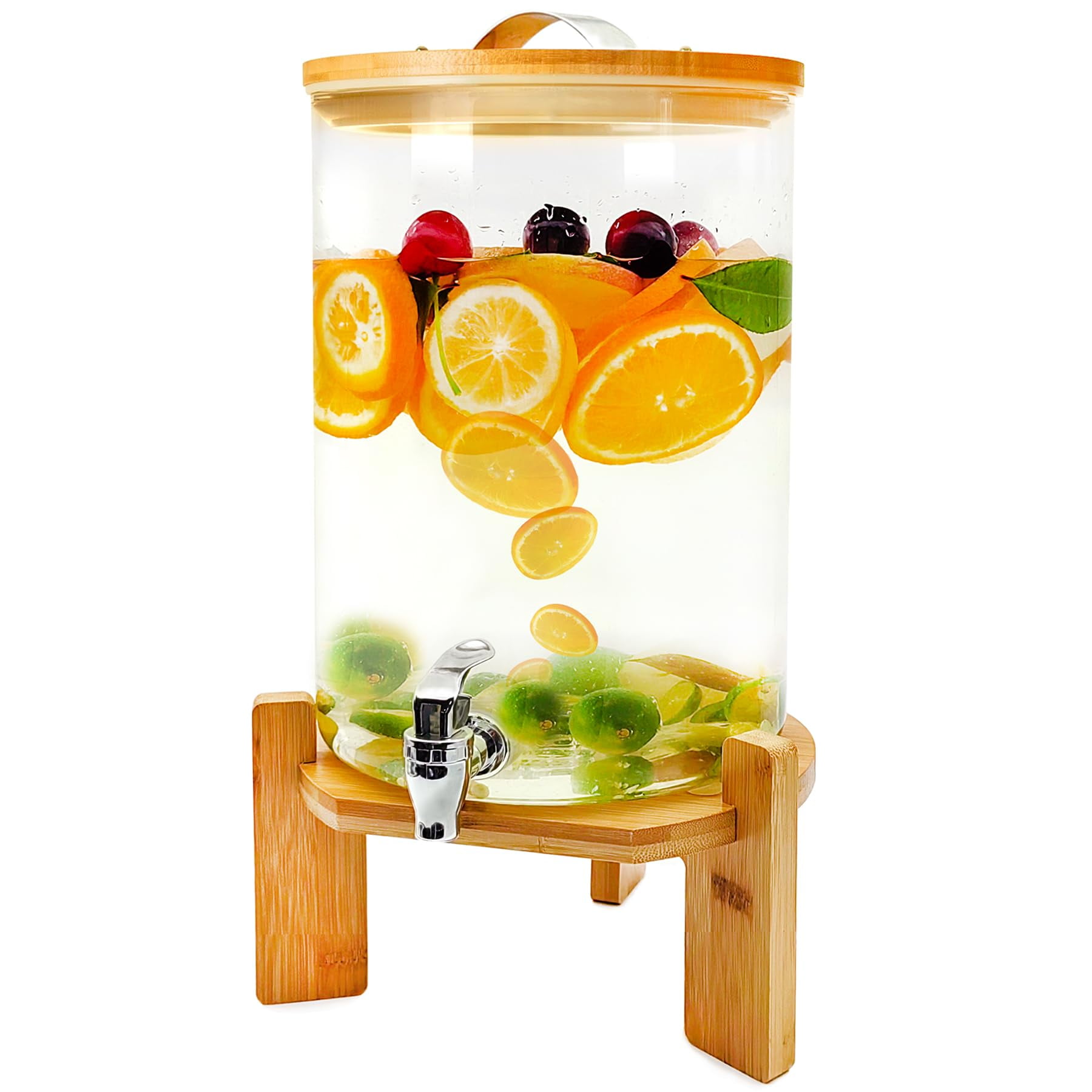 Iced Beverage Dispensers Glass Drink Dispensers with Stand,2 Gallon ...