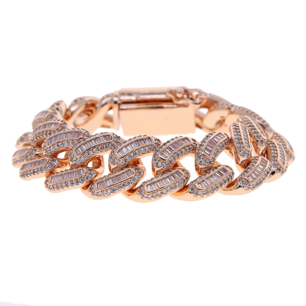 Iced Out Bling 18mm Rectangle CZ Heavy Box Clasp Cuban Link Chain 14K ...