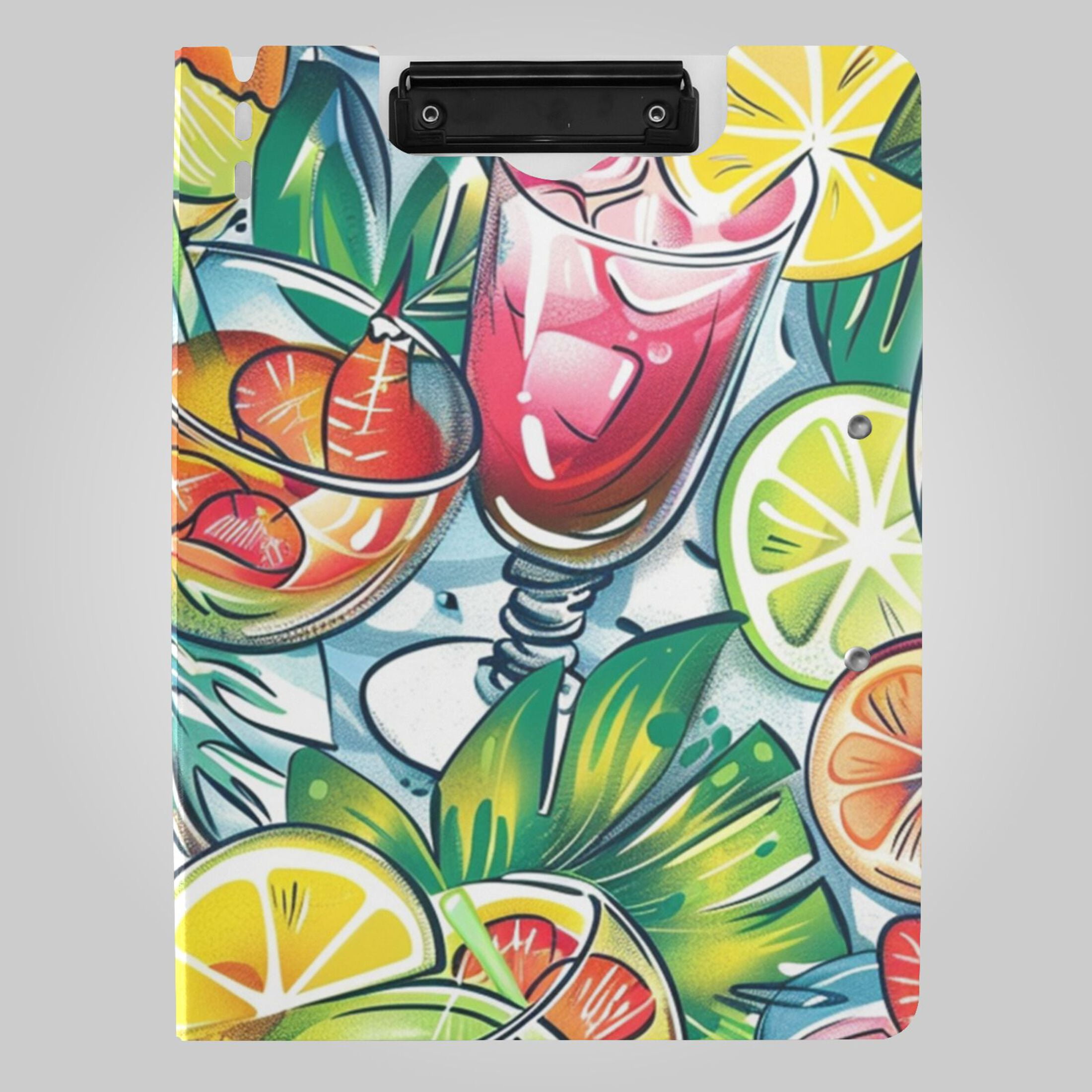 Iced Cocktail with Lemon Palm Leaves Foldable Binder Folder Clipboard ...