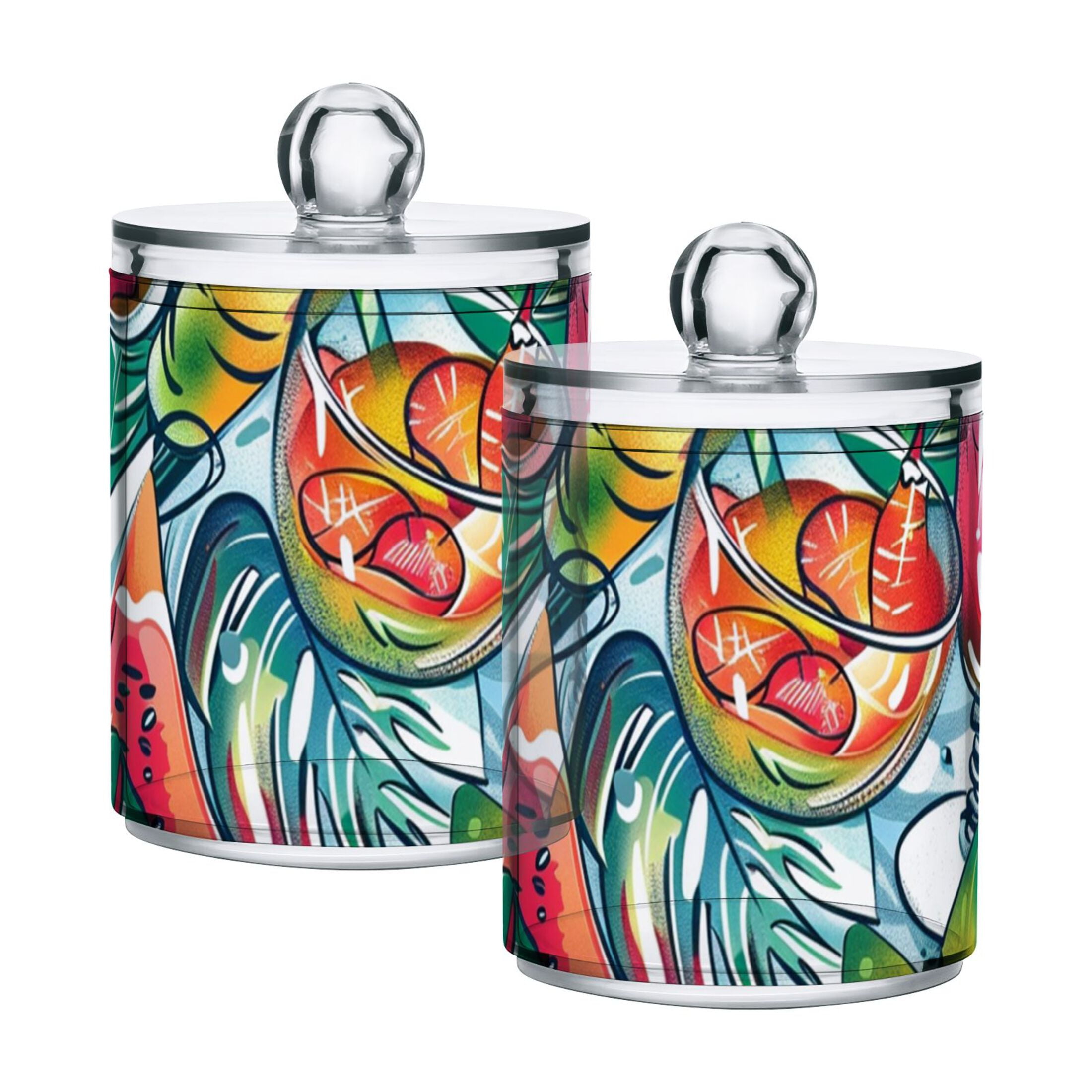 Iced Cocktail with Lemon Palm Leaves Translucent Plastic Cans Storage ...